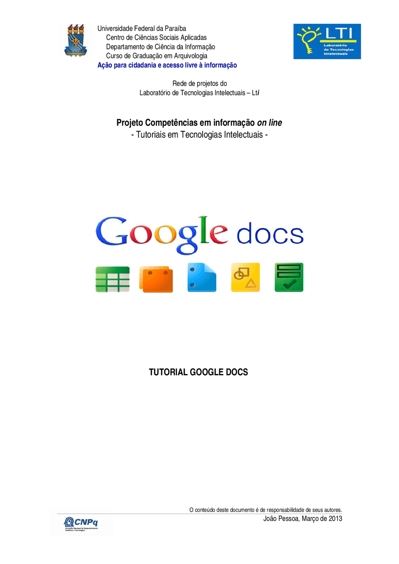 Tutorial para Google Docs - Docsity