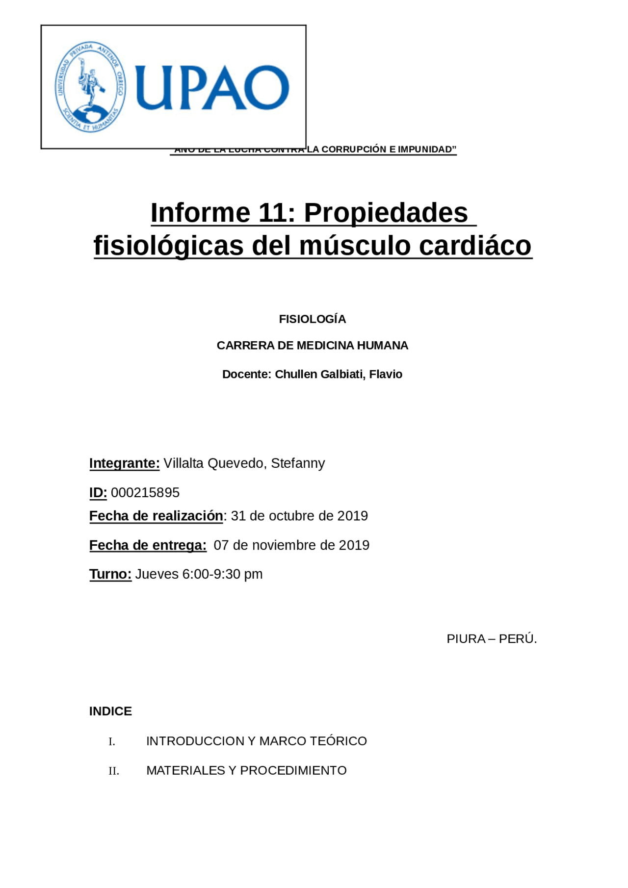 INFORME DE TEJIDO CARDIACO - Docsity