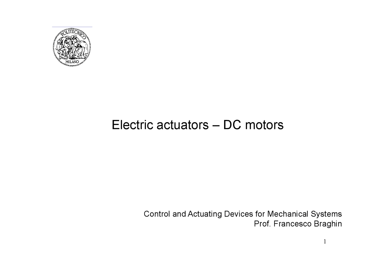 Electric Actuators Dc Motors Docsity