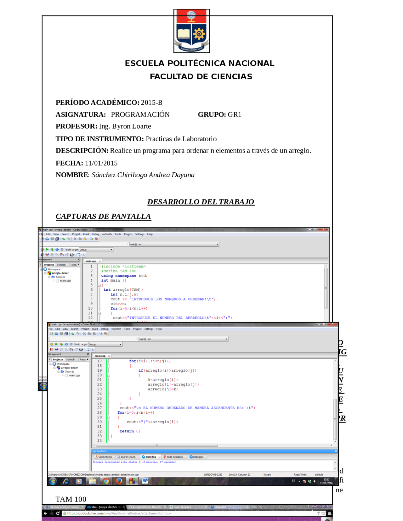 Programación en C+ con imágenes sobre un arreglo con n elementos a ...