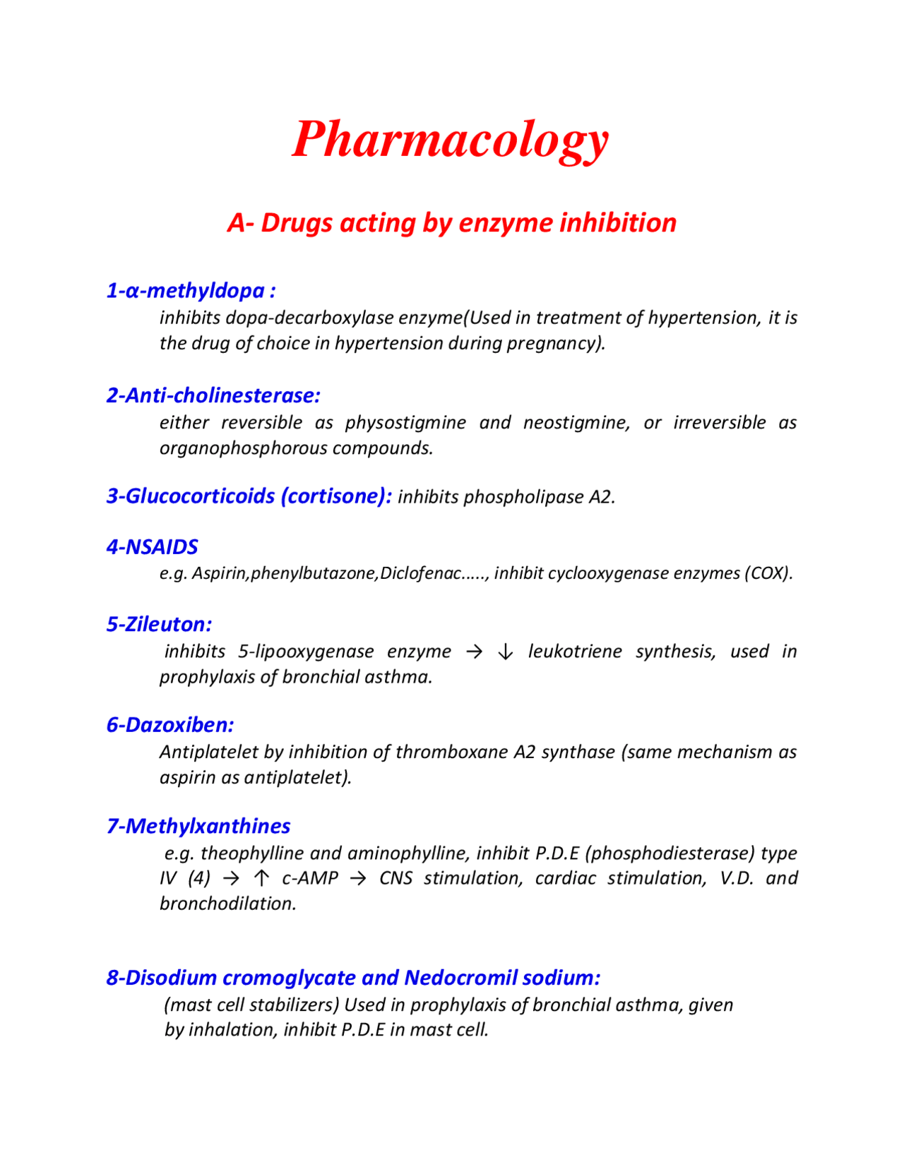 Pharmacology.....Drugs effects in human body - Docsity