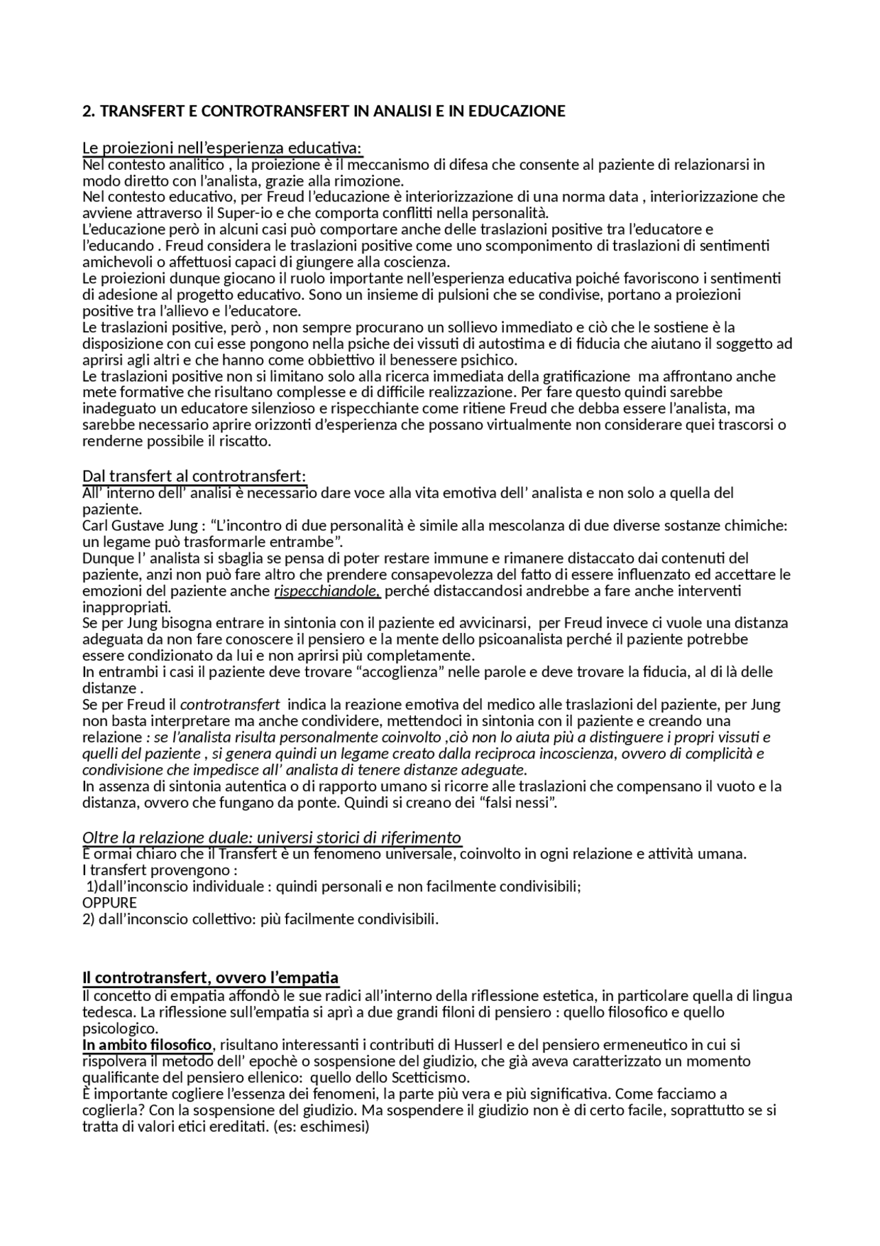 Il Transfert Il Dono La Cura Docsity