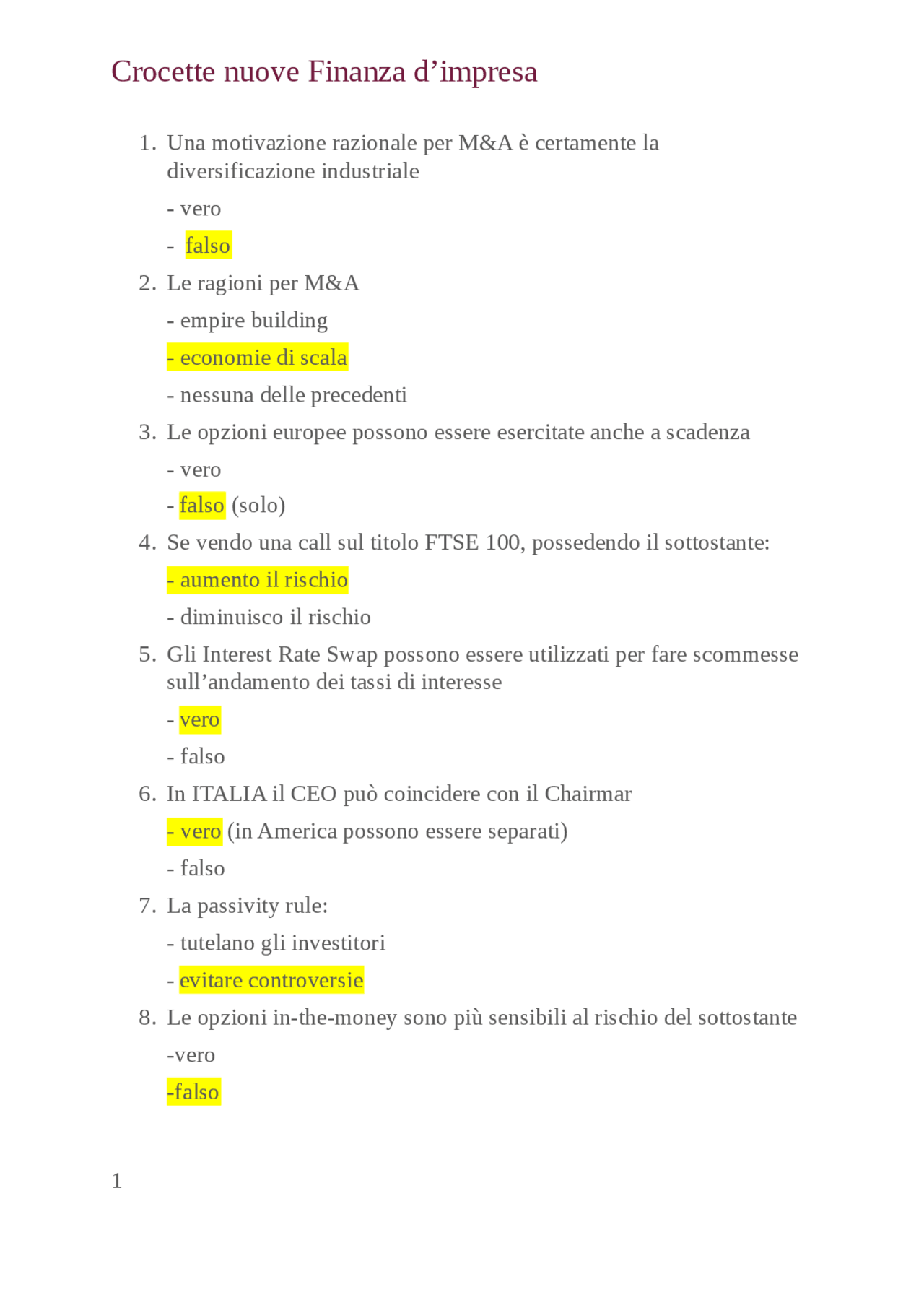 Finanza Docsity