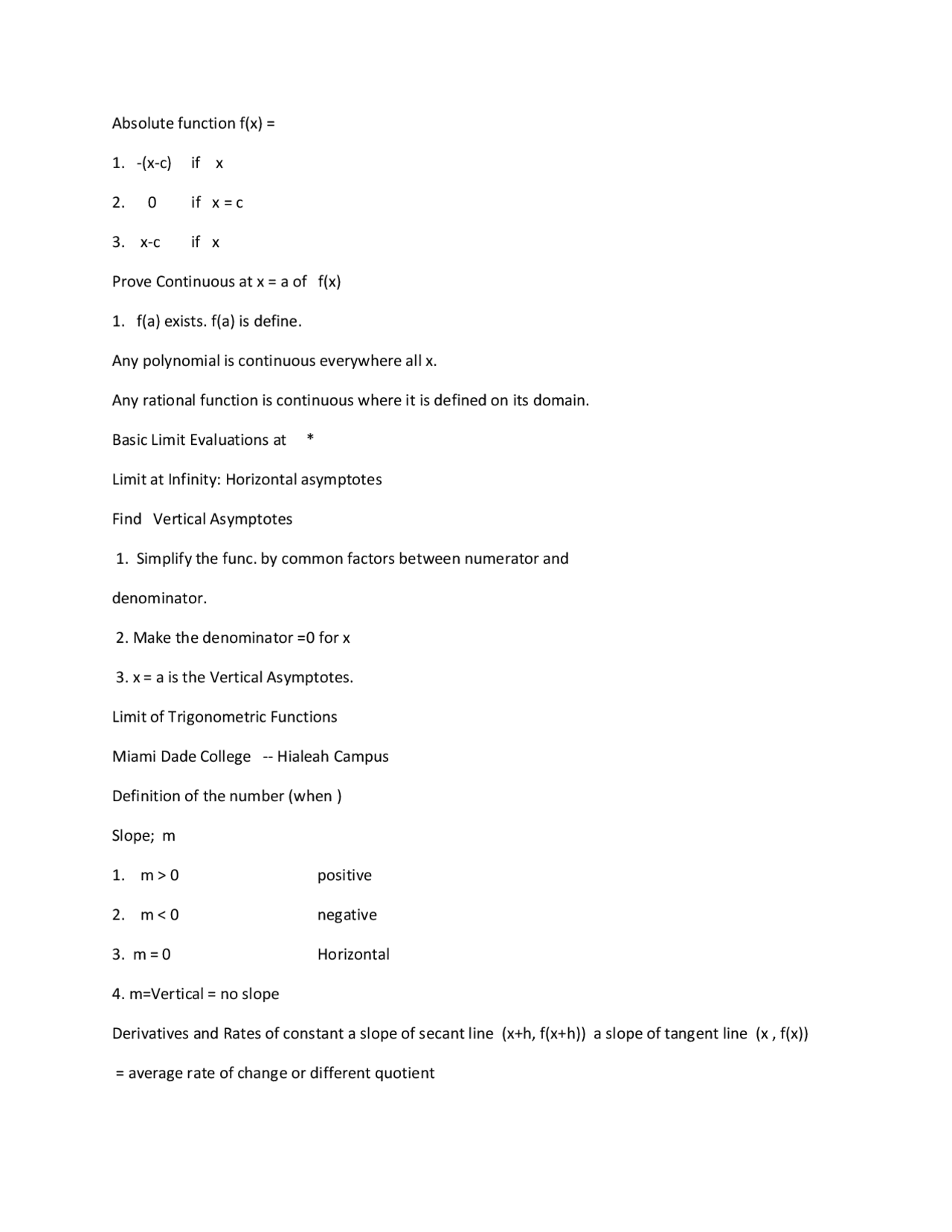 Calculus Formulae Booklet | Exercises Mathematics | Docsity