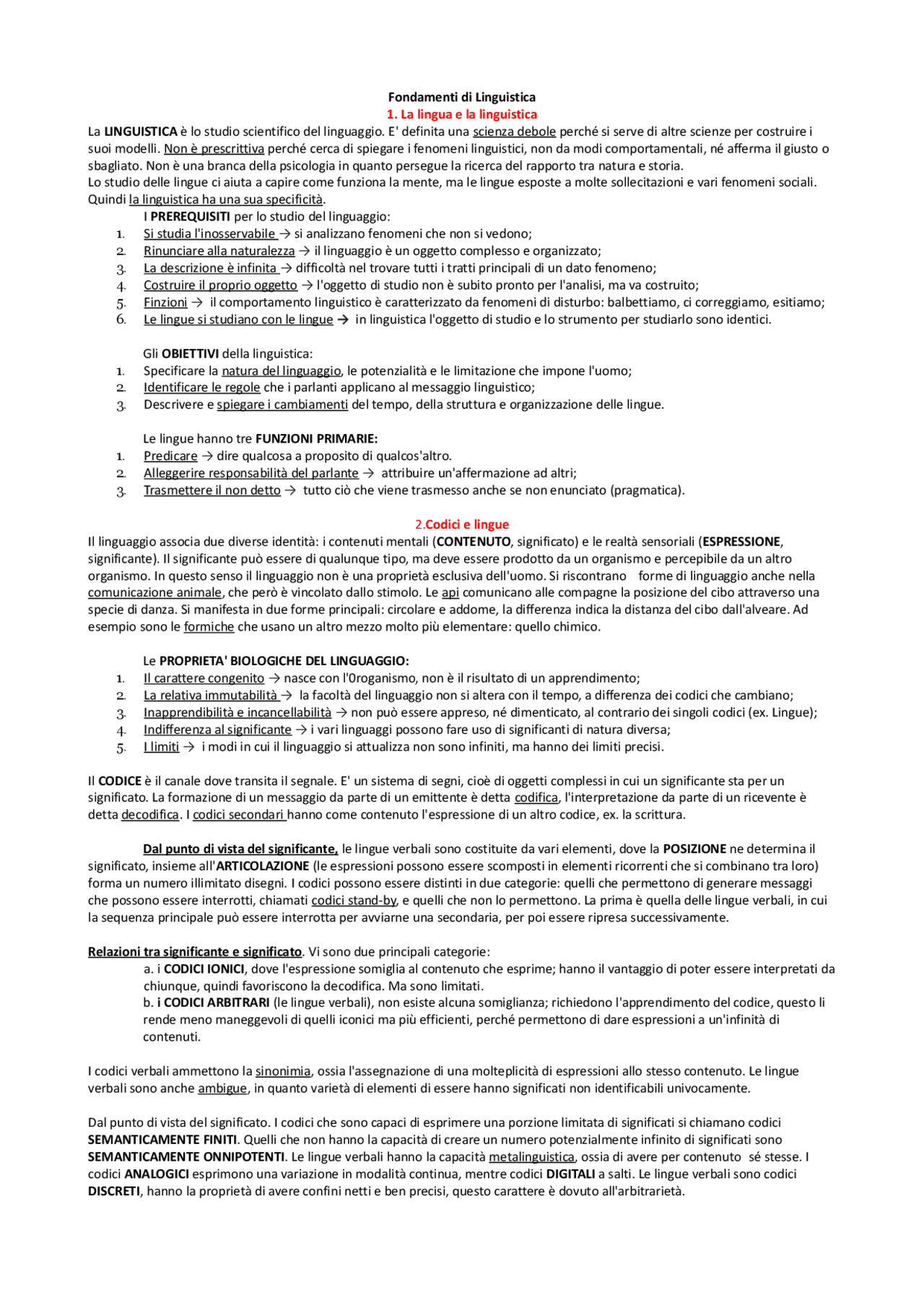 Riassunto Di Linguistica Generale Docsity