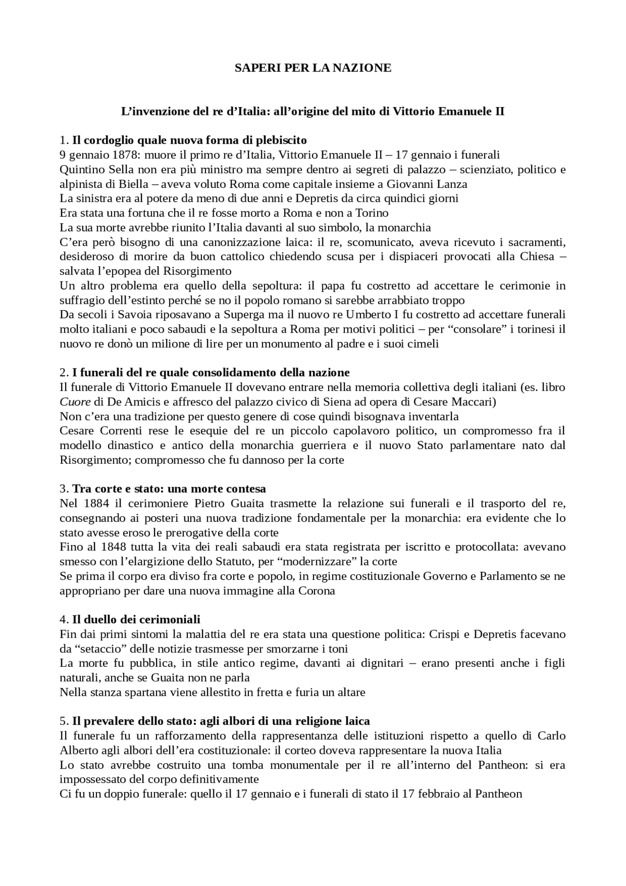 Riassunto Saperi per la Nazione - Docsity