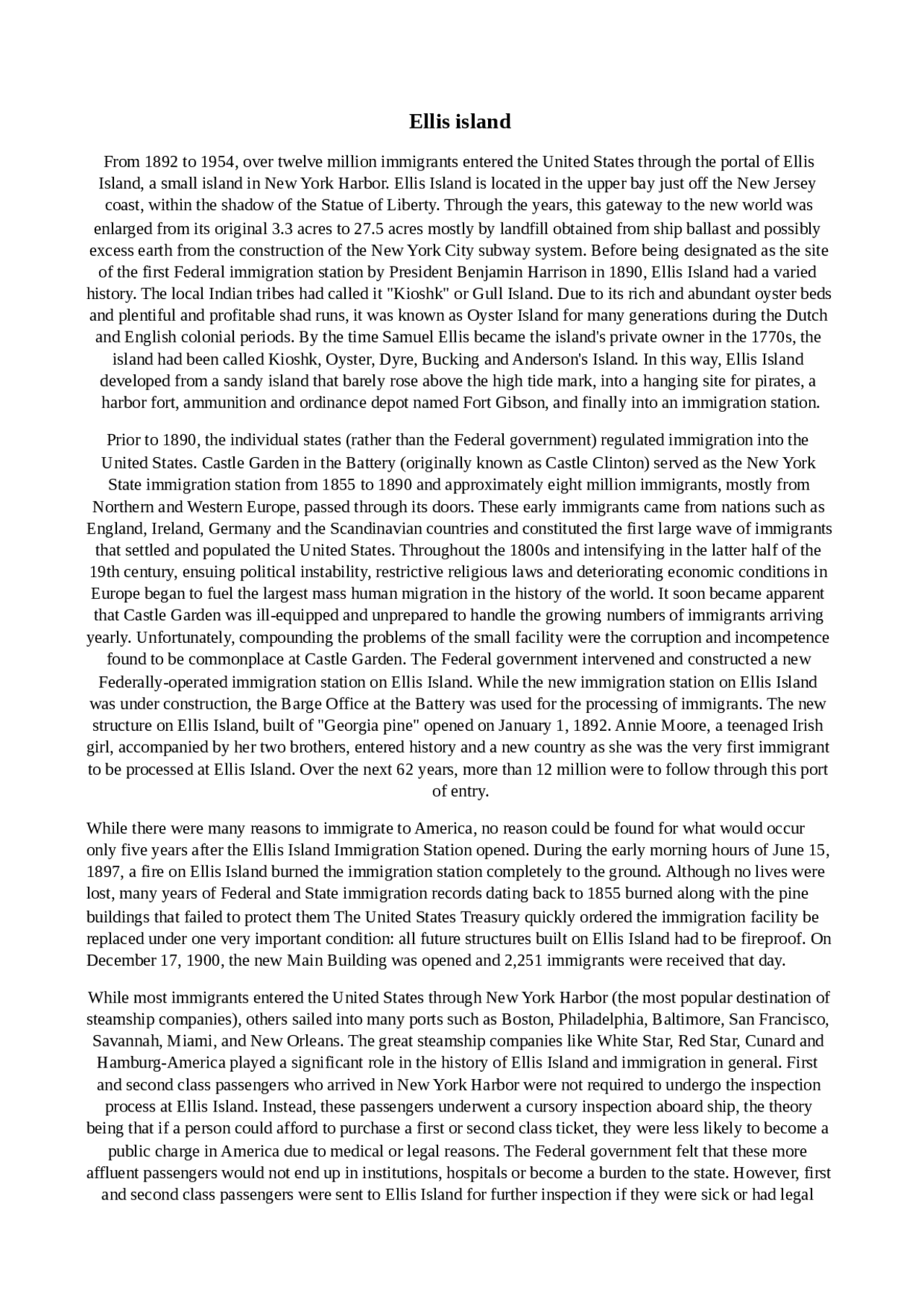 Analisi di Ellis Island - Docsity