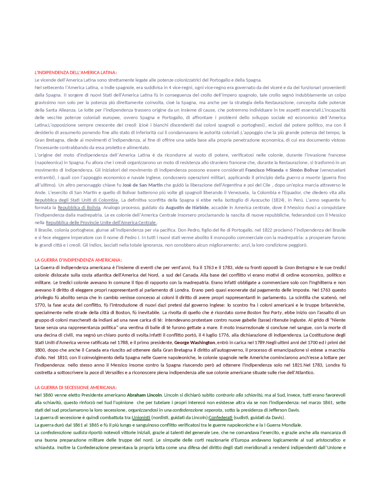 Mini Riassunto Storia Generale Dispense Di Storia Contemporanea Docsity