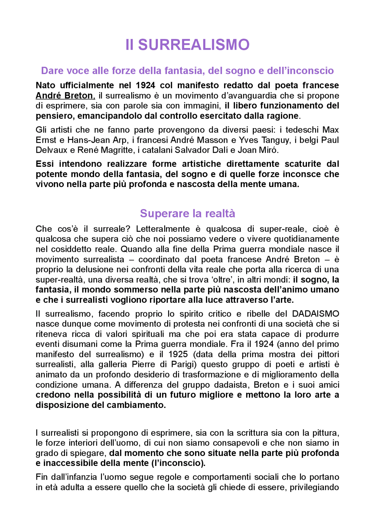 Surrealismo Definizione E Artisti Docsity