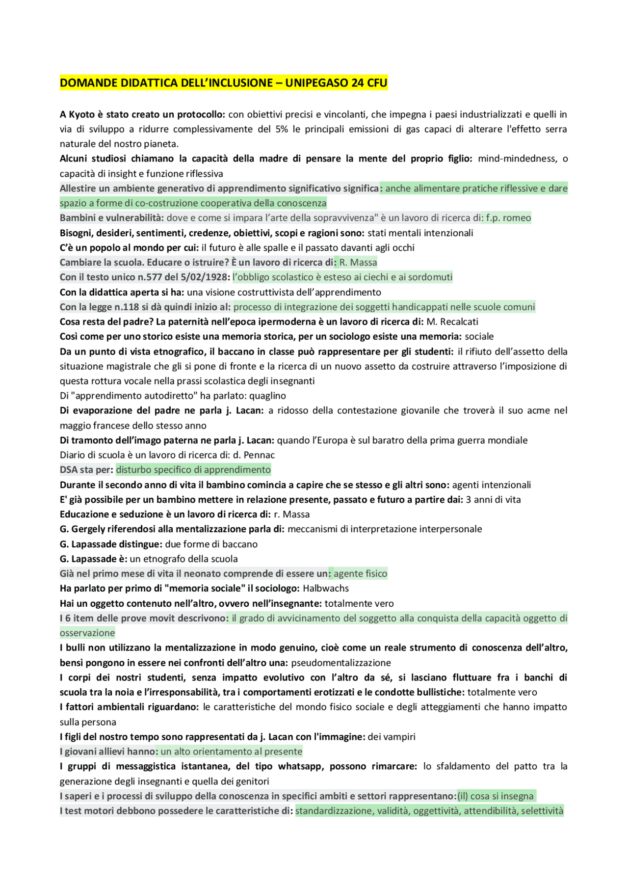 Didattica Dellinclusione Unipegaso 24 Cfu Docsity