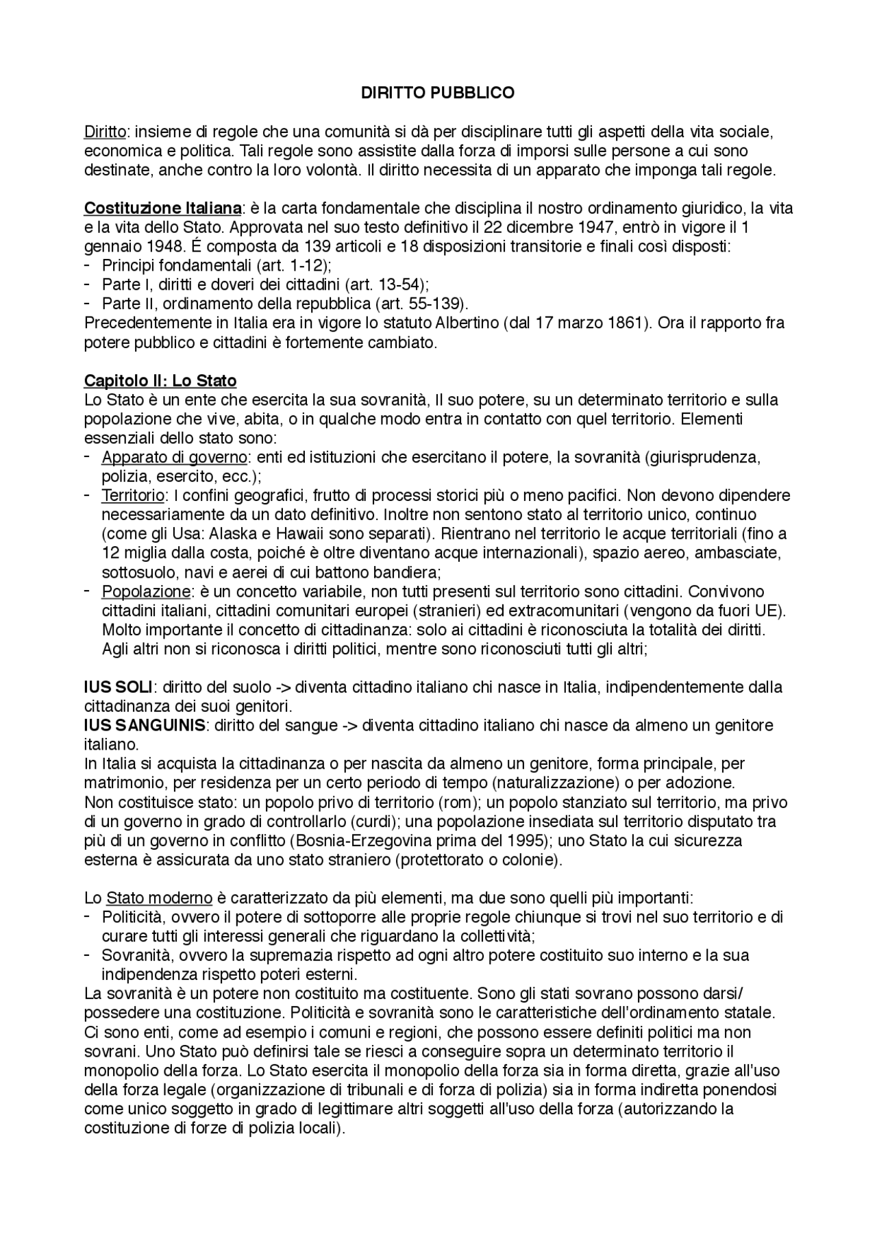 Riassunto Diritto Pubblico Docsity