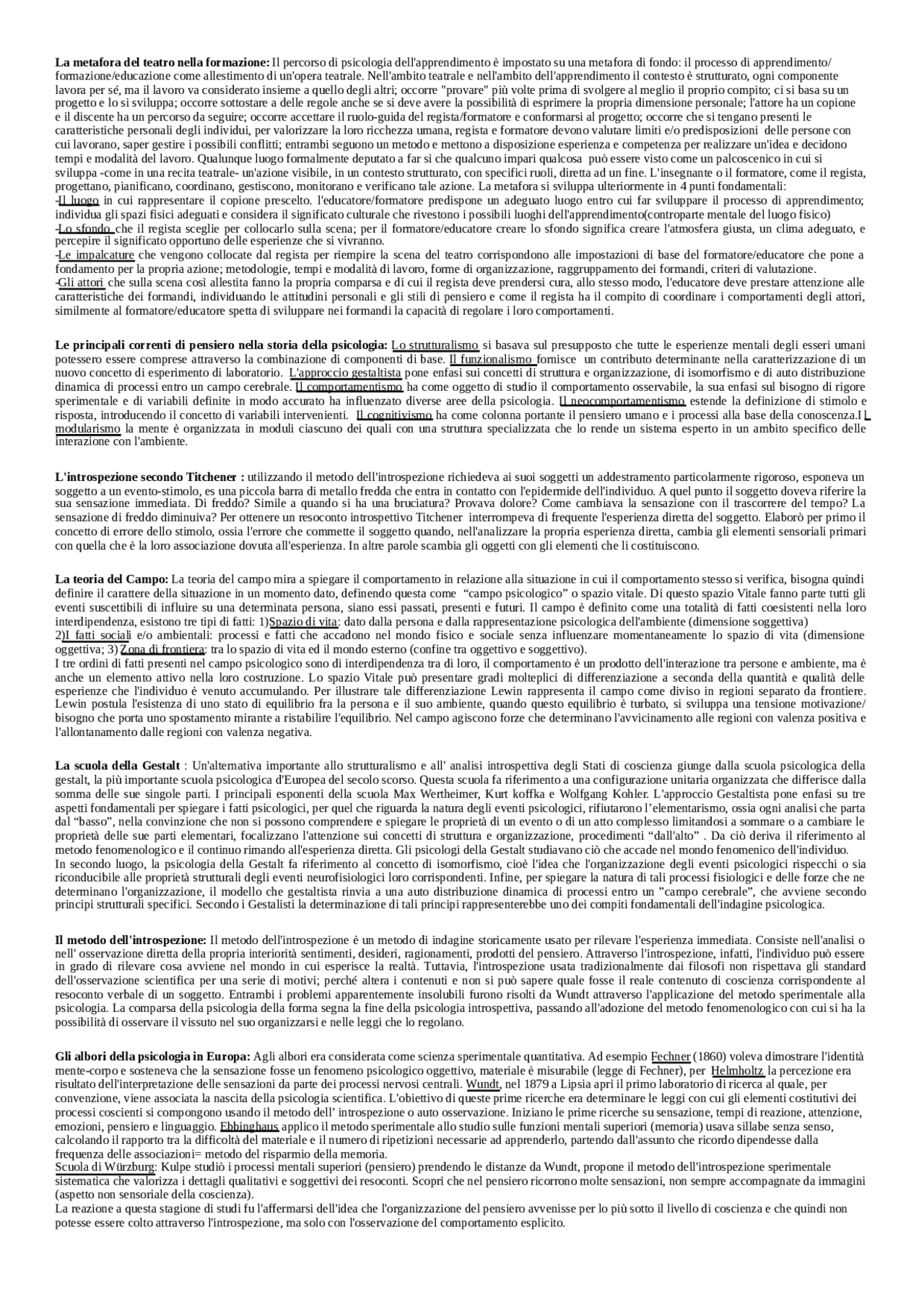 Paniere Compilato Domande Aperte Di Psicologia Generale Prof Cantoia