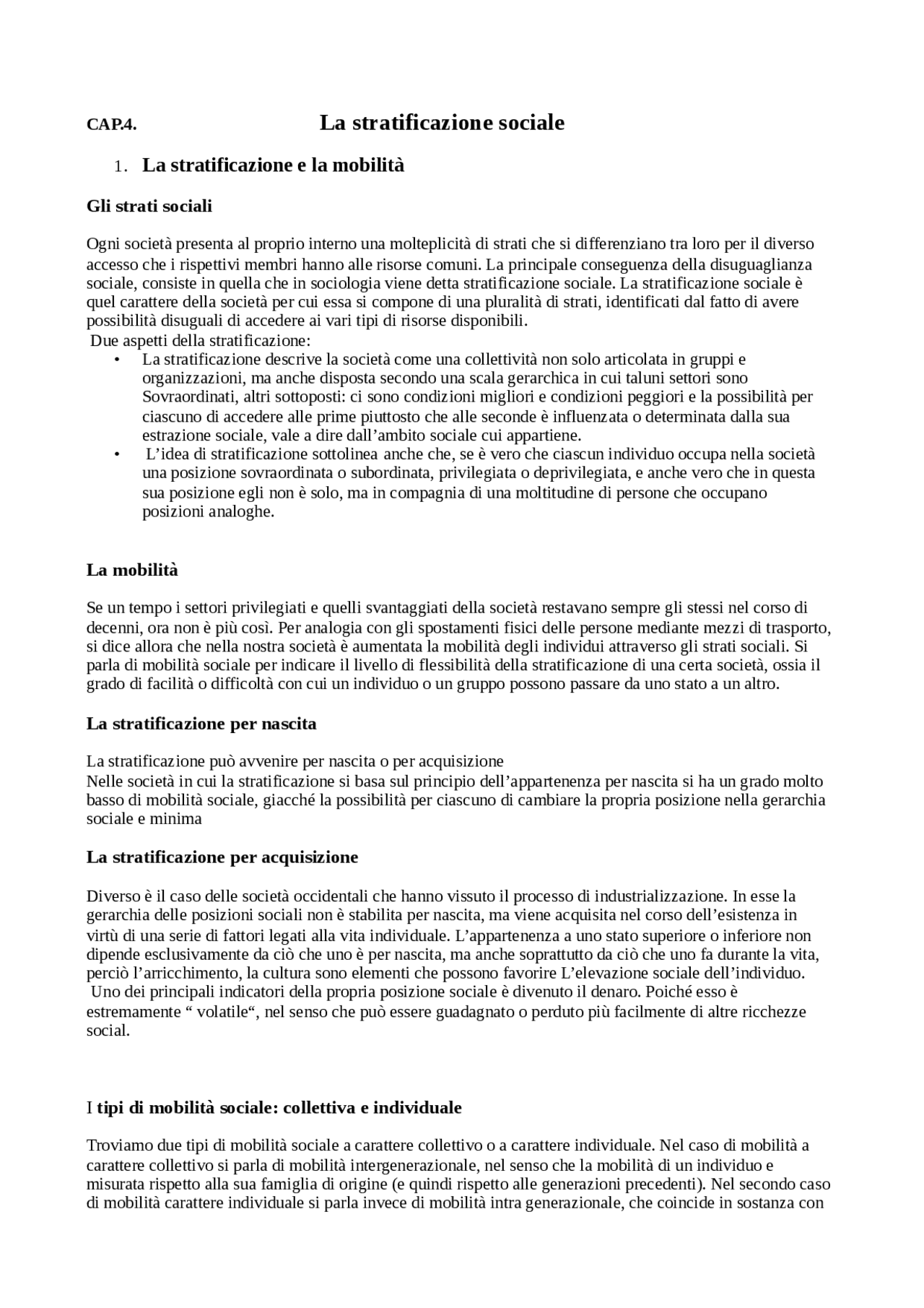 Stratificazione Sociale Sociale Docsity