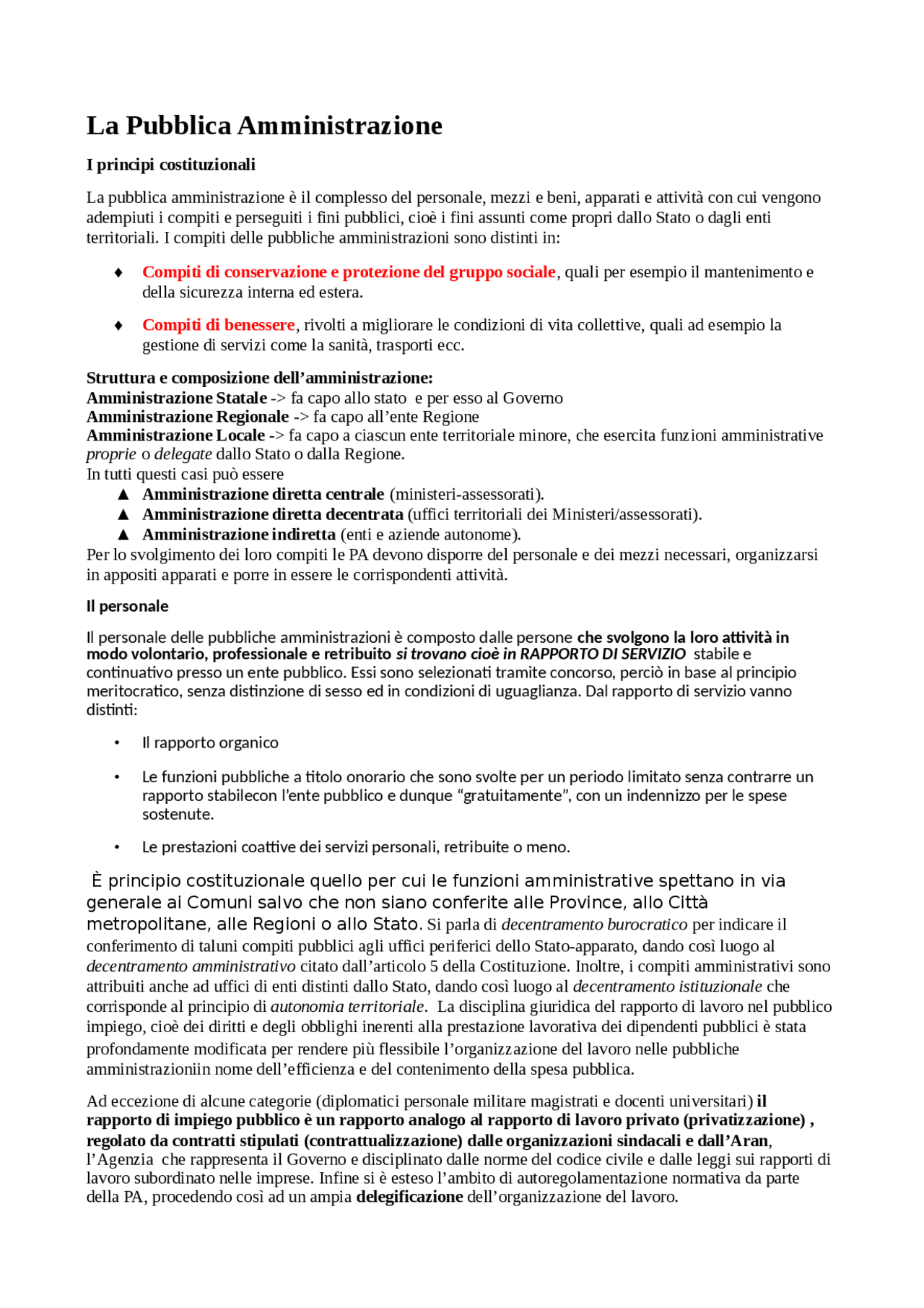 Riassunti Pubblica Amministrazione Docsity