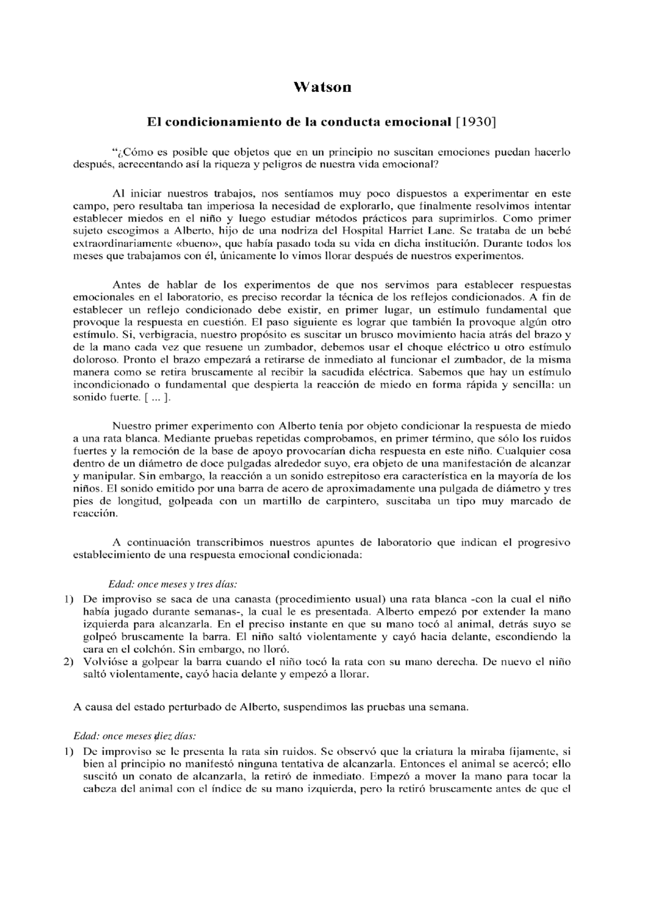 Texto Watson y Rayner - Docsity