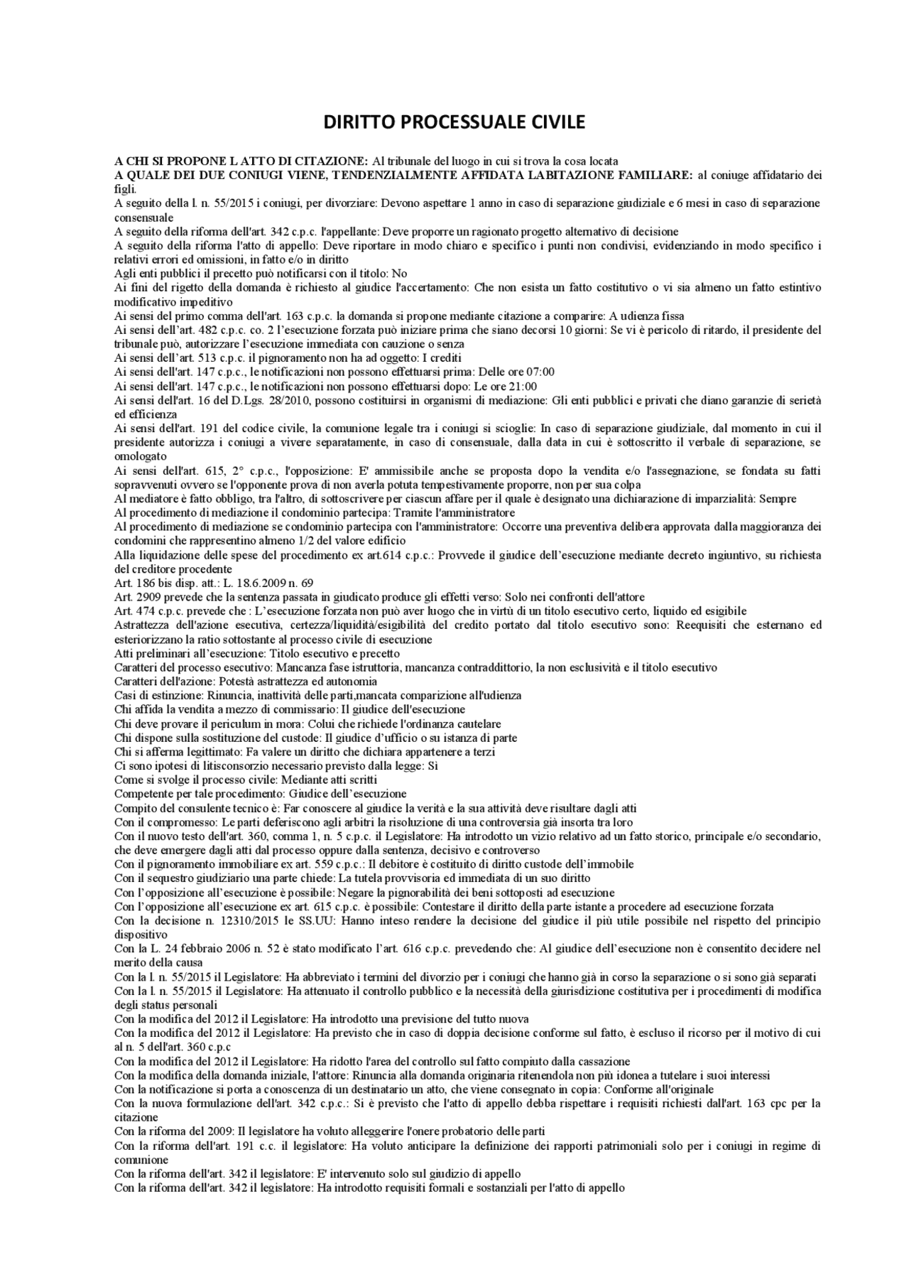 Quiz Diritto Processuale Civile Con Risposte Esatte Unipegaso Docsity