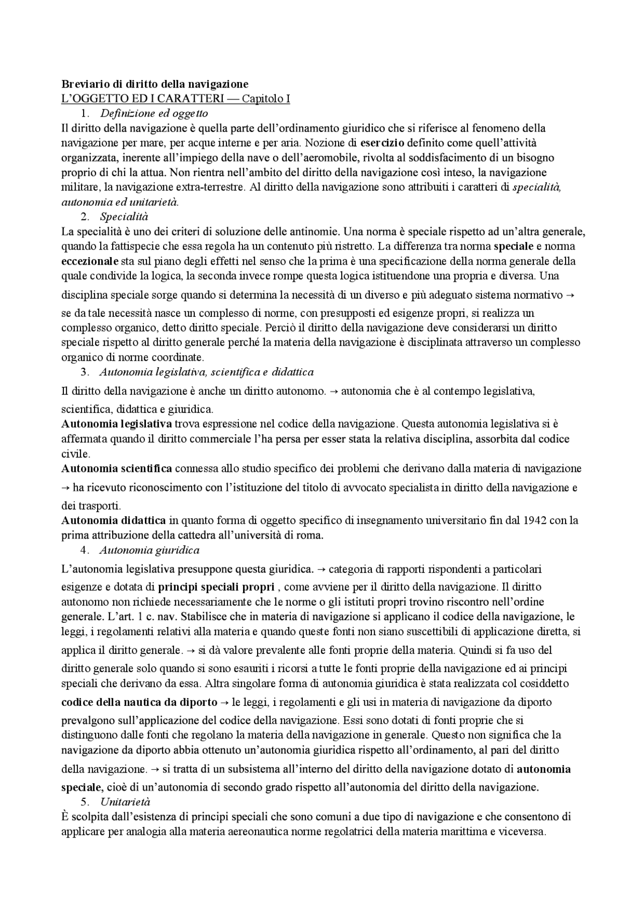 Breviario Di Diritto Della Navigazione Docsity