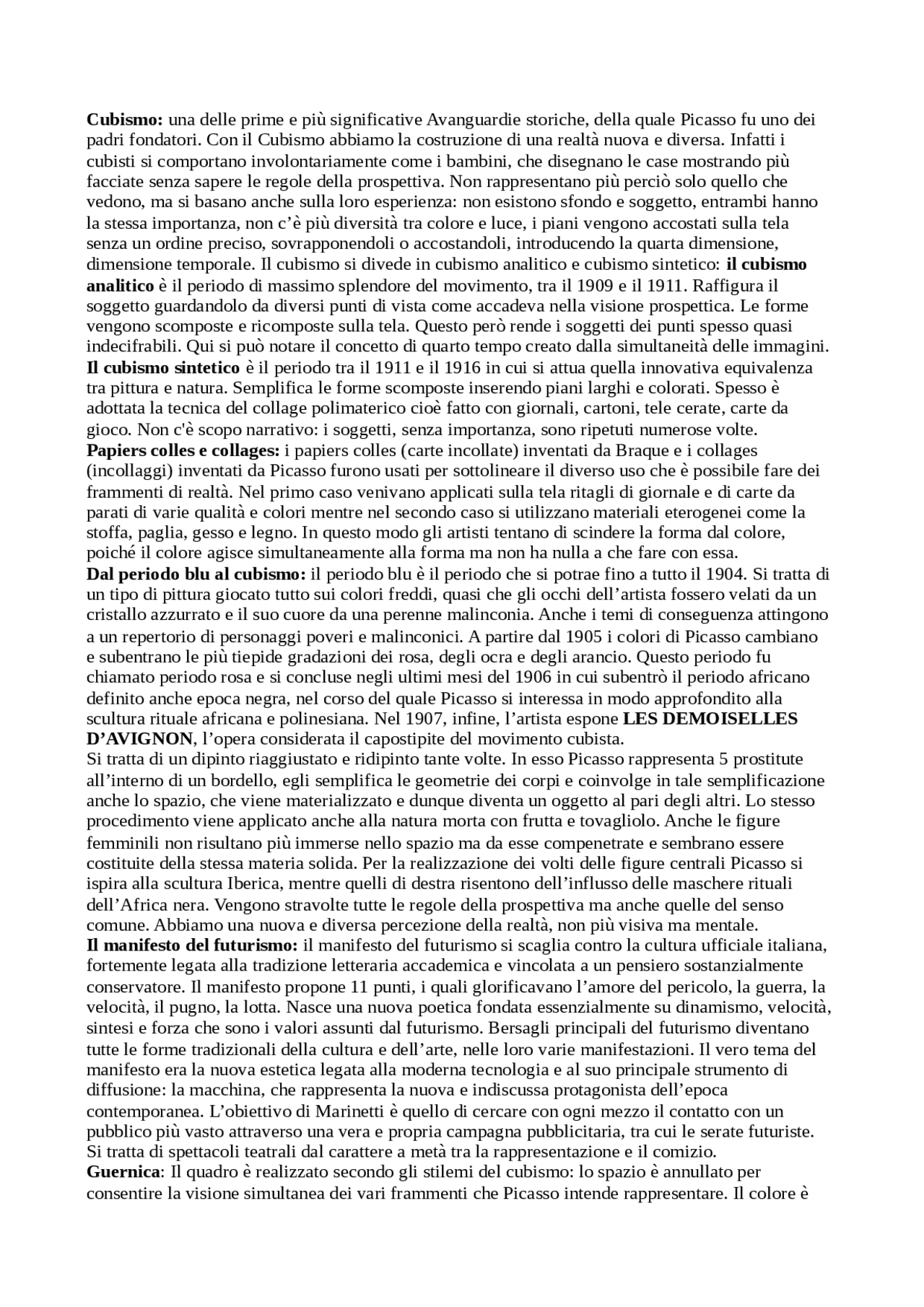 Cubismo Una Delle Prime E Più Significative Avanguardie Storiche