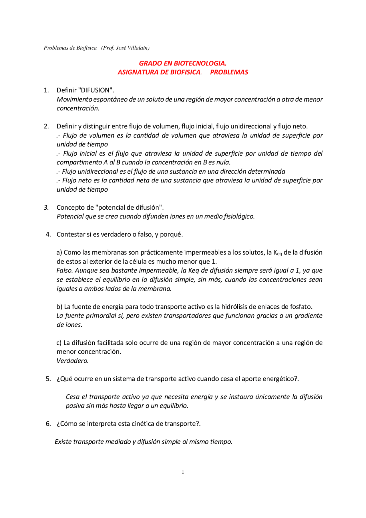 Problemas Biofisica Biotecnologia | Ejercicios de Biofísica | Docsity