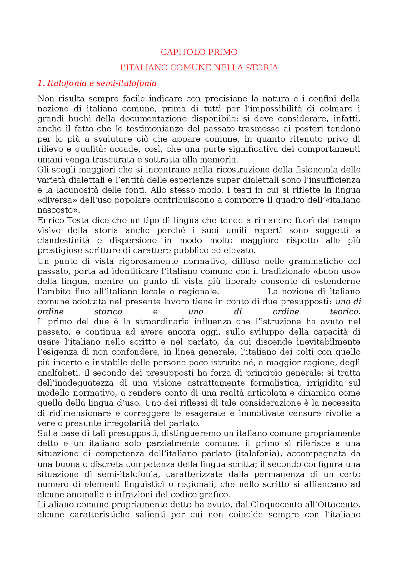 Pocoinchiostro Storia Dellitaliano Comune Docsity