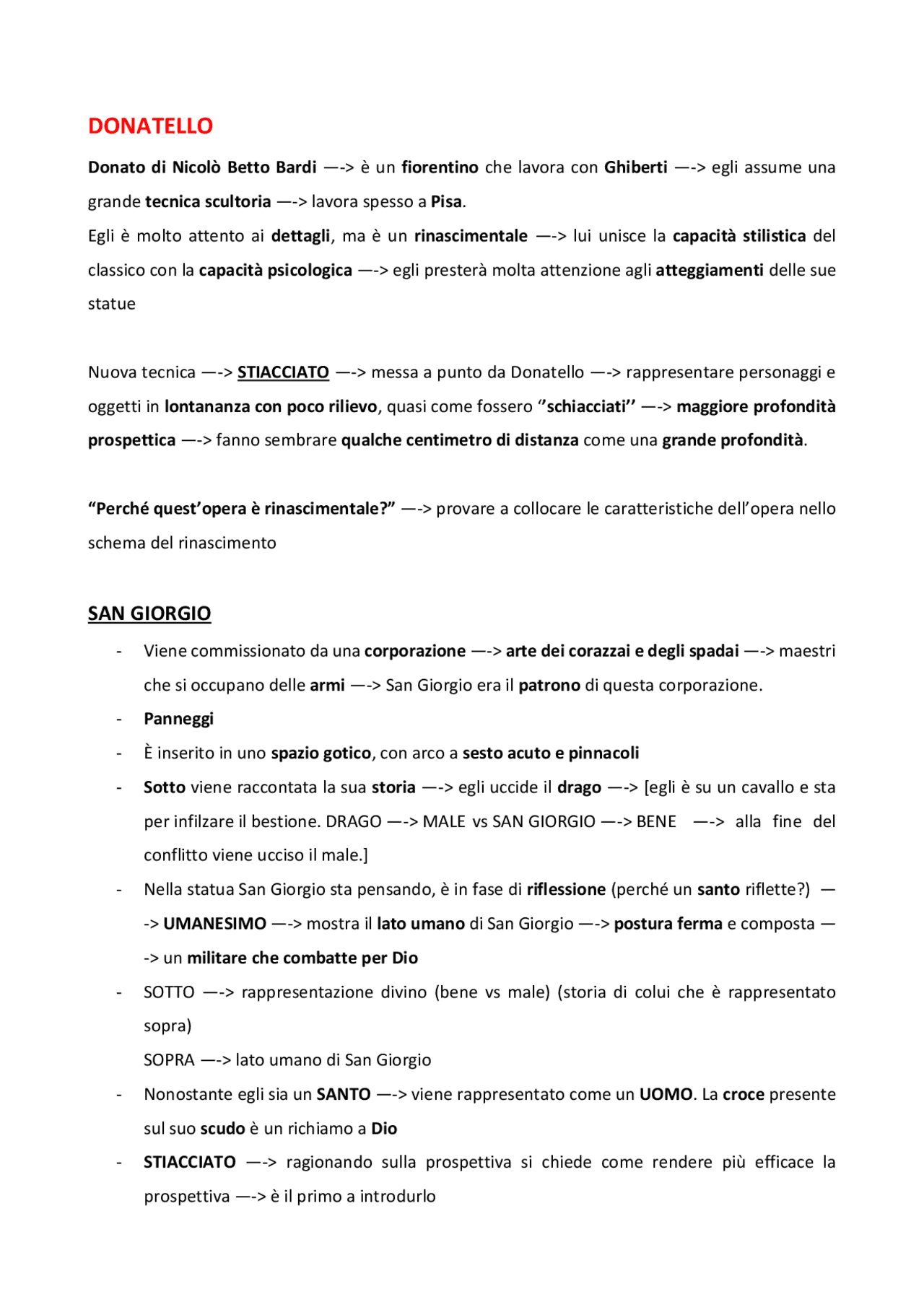 Donatello Opere E Vita Docsity