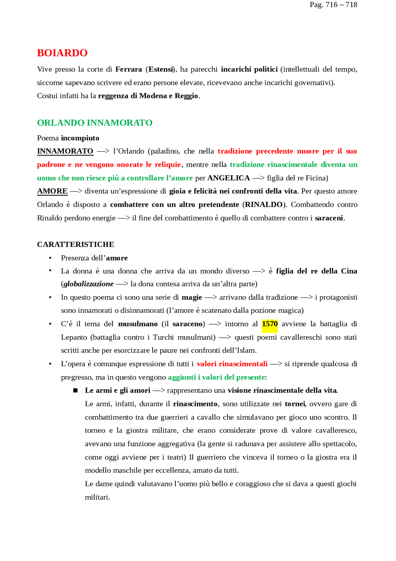 Matteo Maria Boiardo Età Di Umanesimo E Rinascimento Docsity