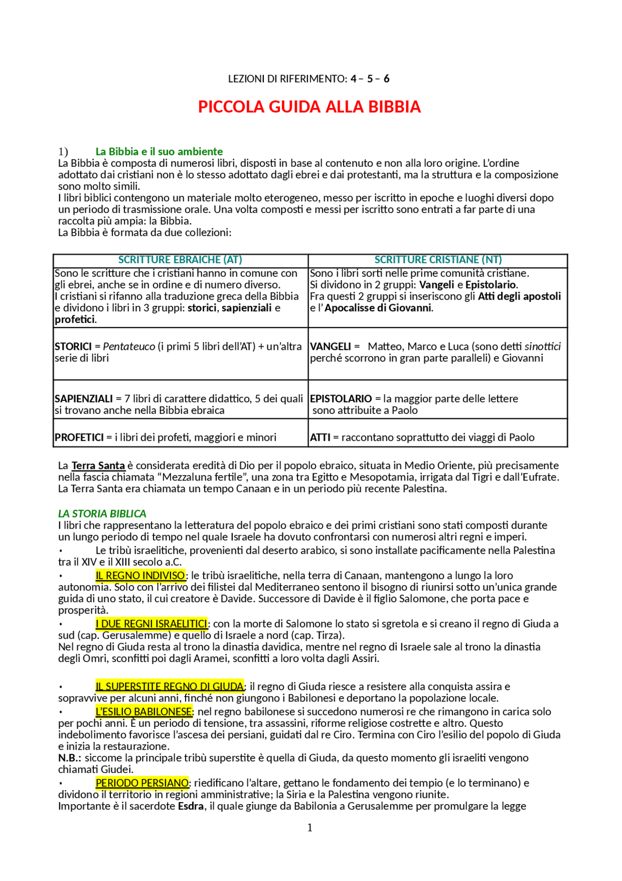 Piccola Guida Alla Bibbia Docsity