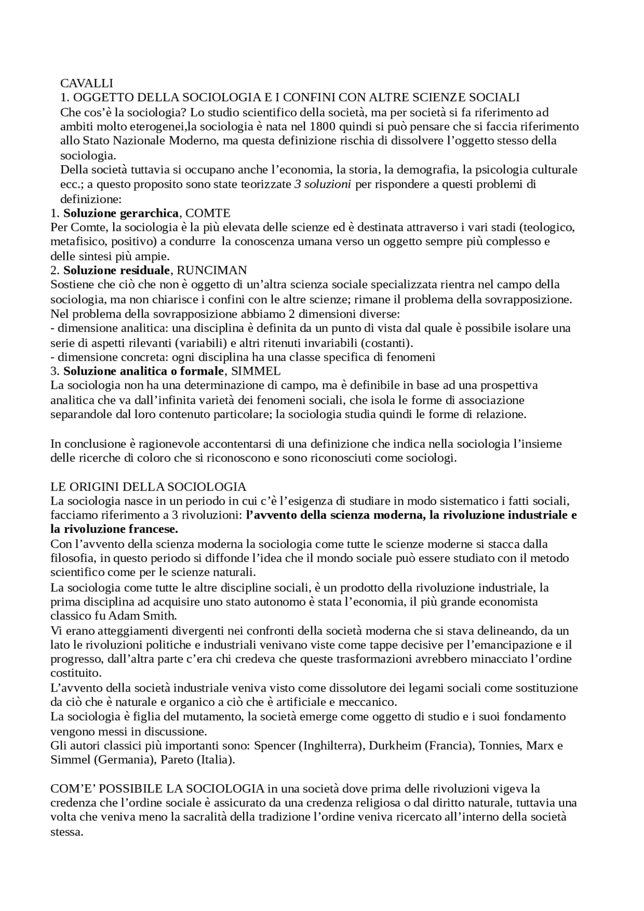 Riassunto Libro Cavalli Docsity