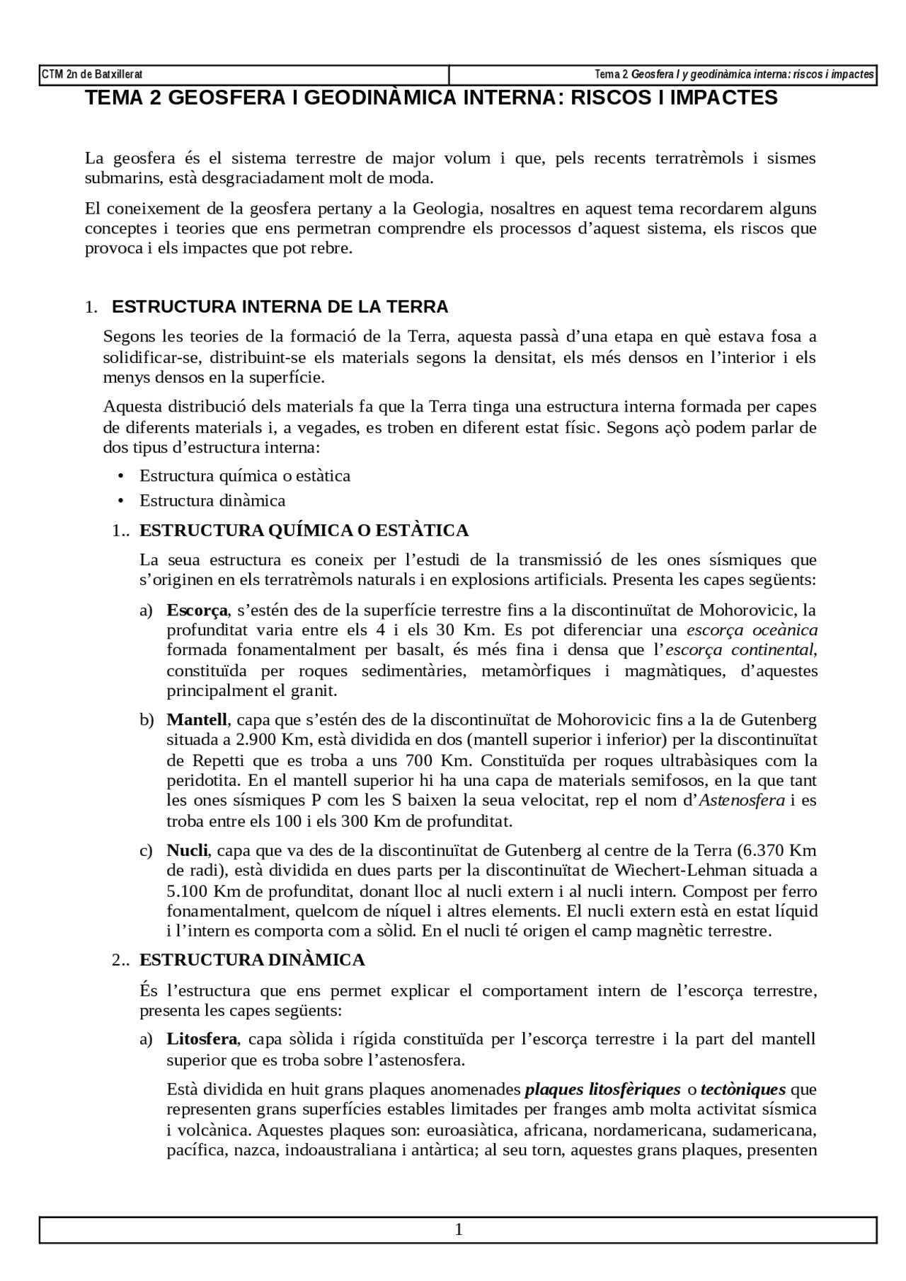 Geosfera Geodinàmica Interna Docsity