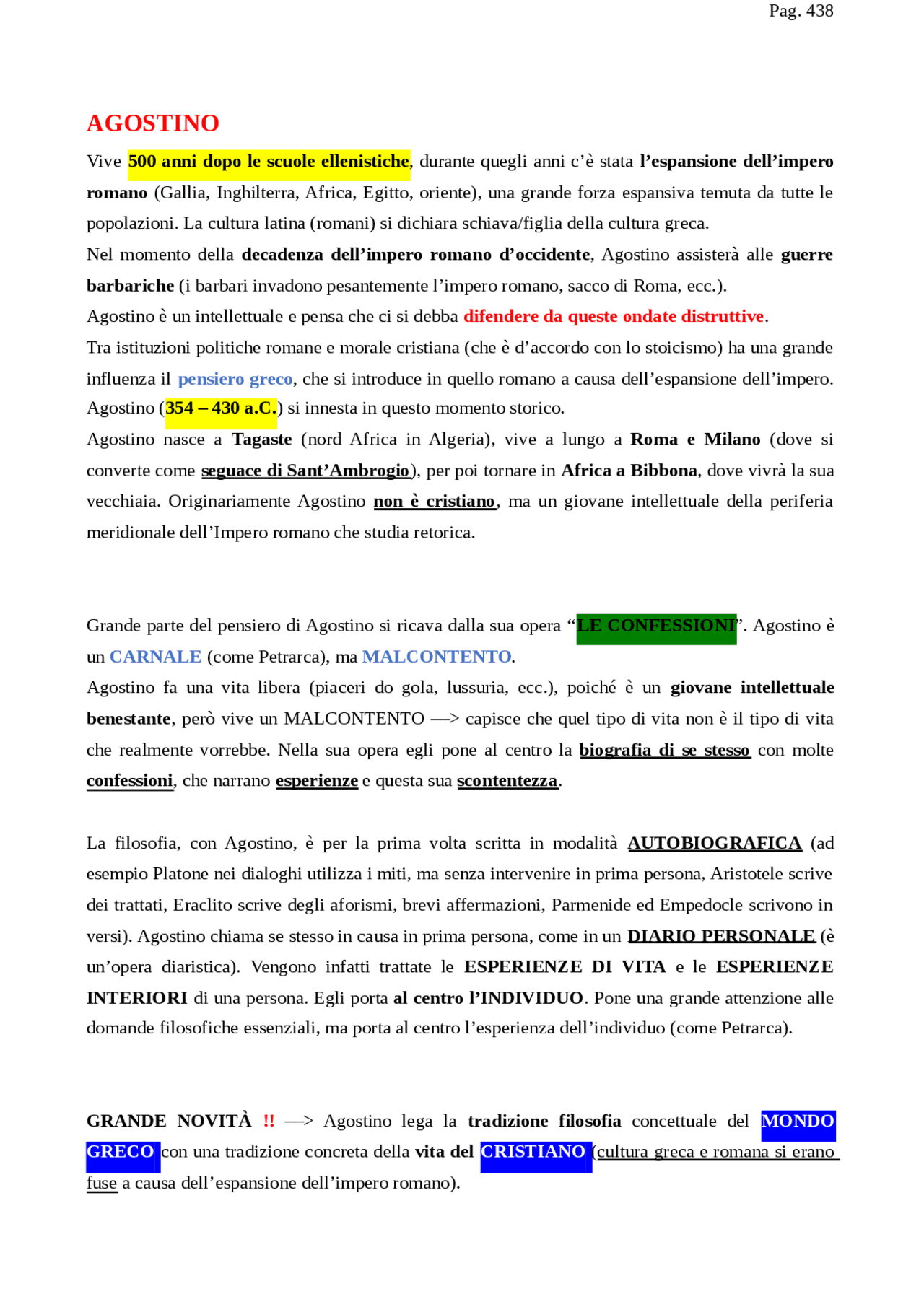 Agostino Filosofia Docsity