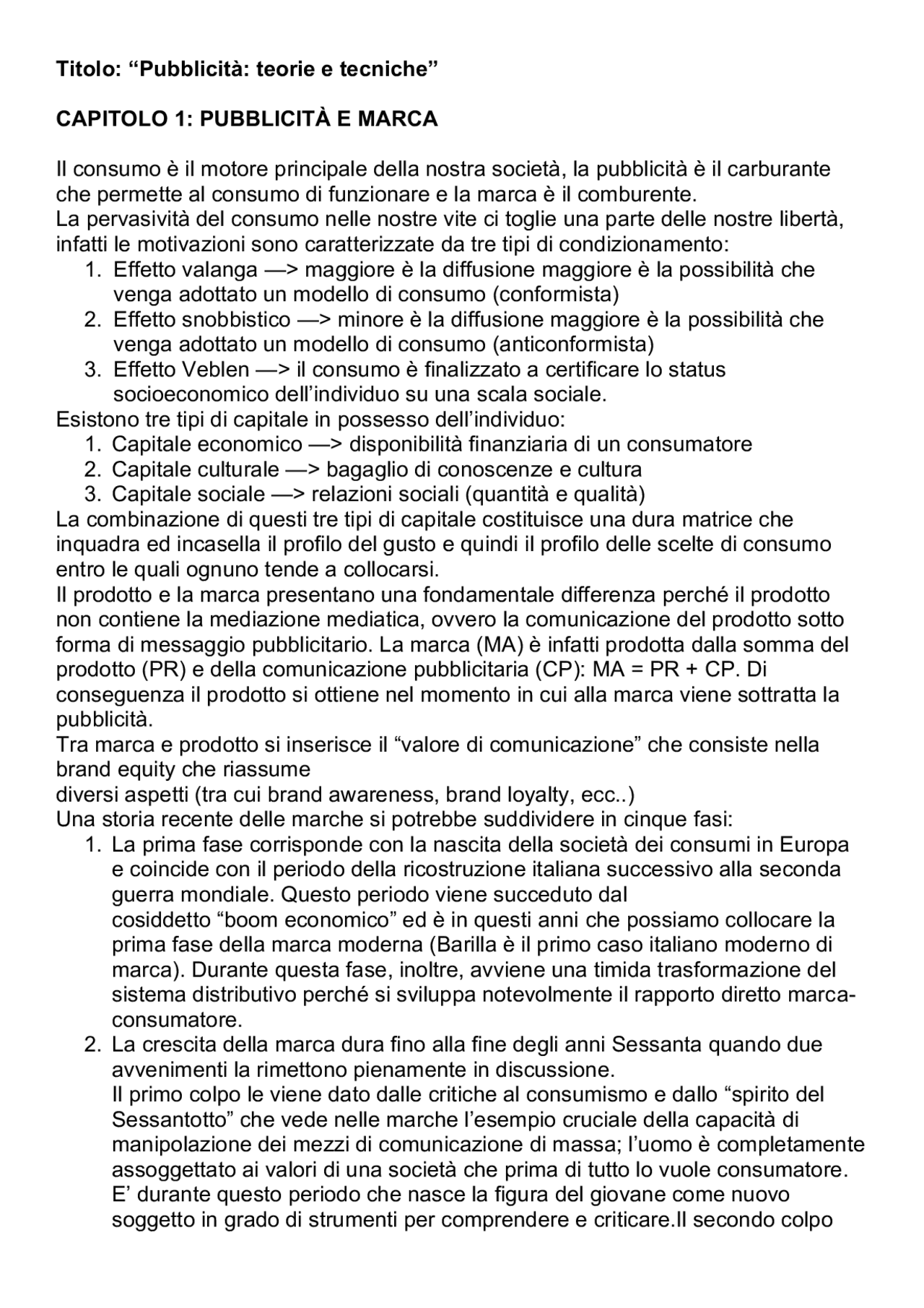 Teorie E Tecniche Della PubblicitÀ Docsity