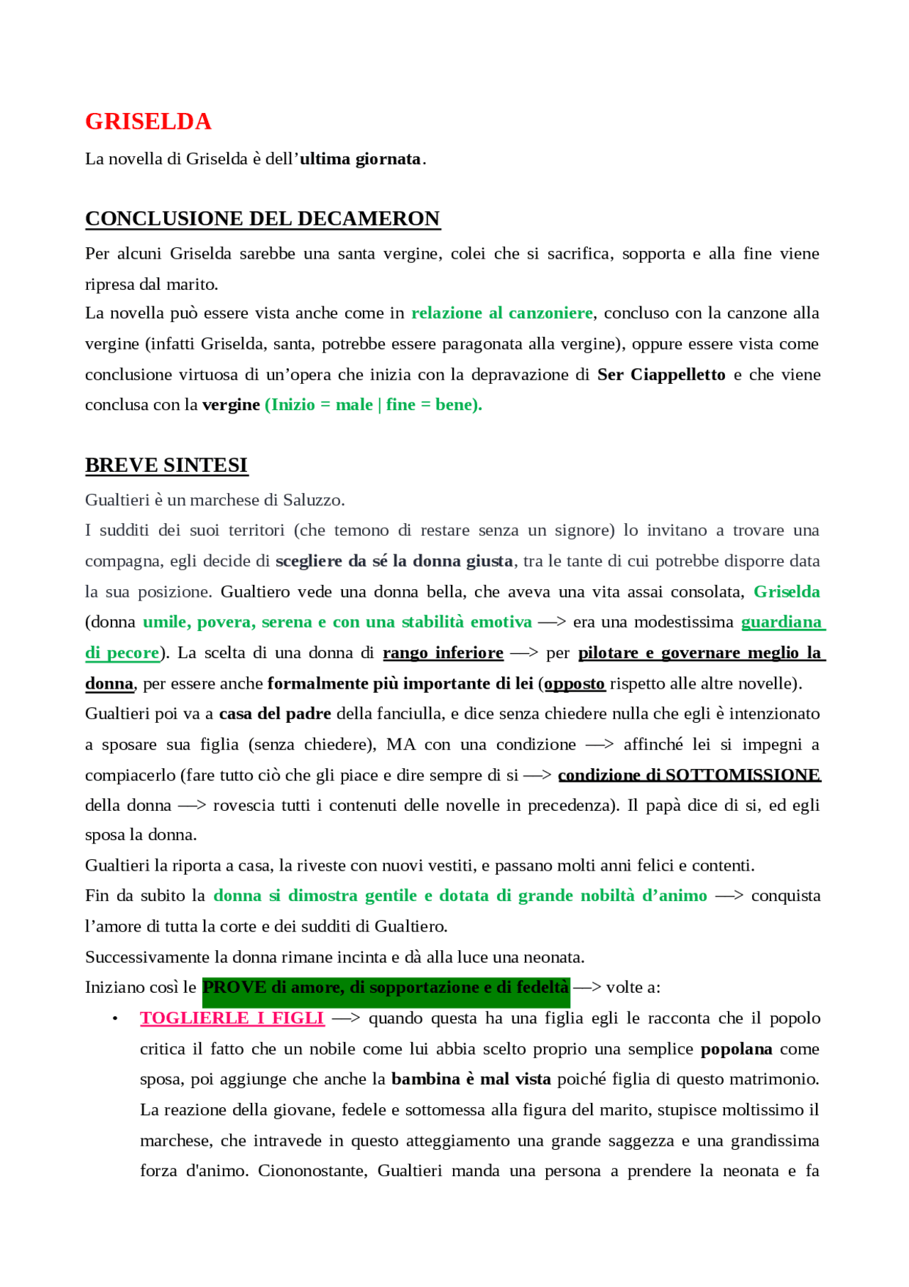 Decameron - Griselda - Docsity