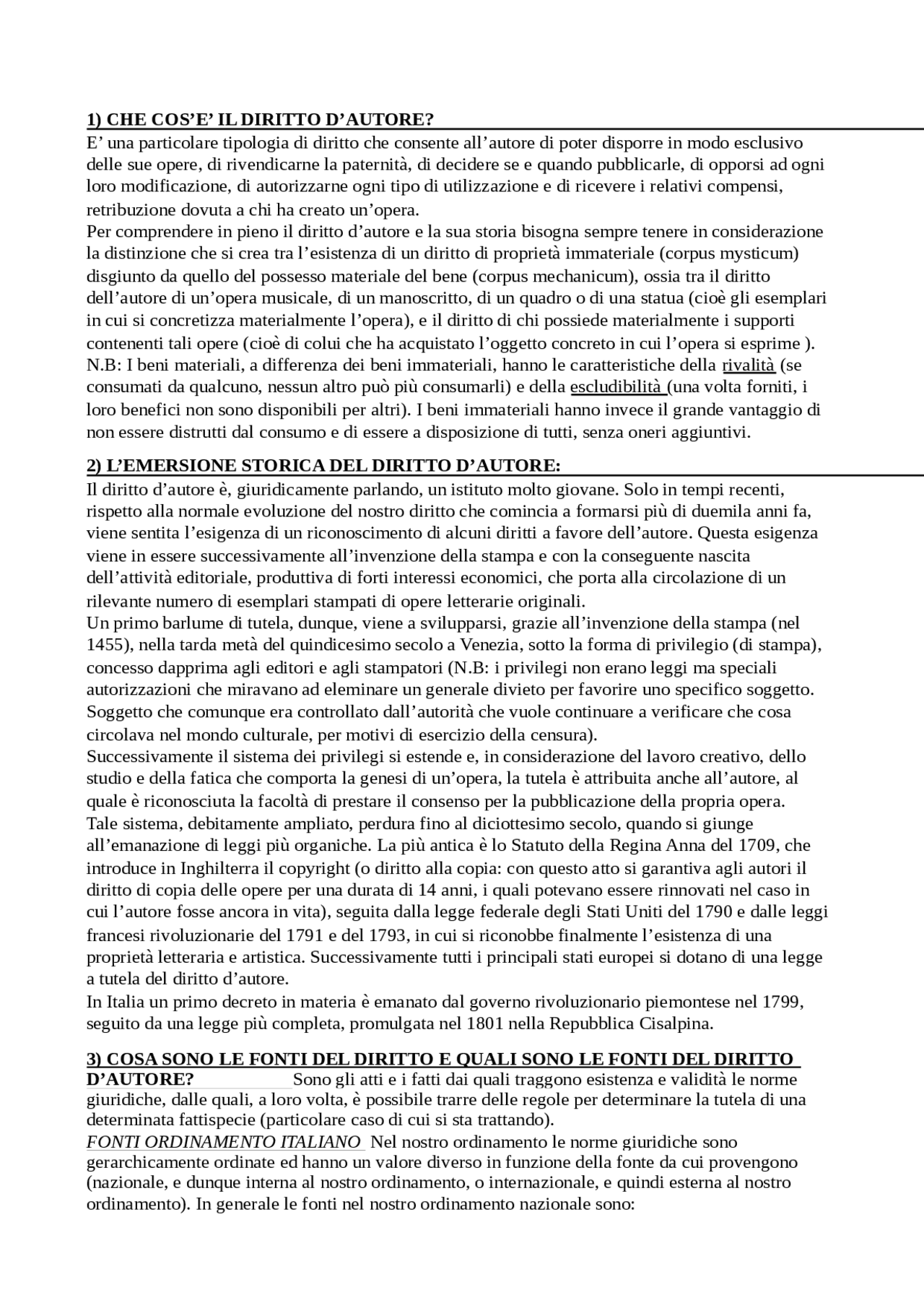 Possibili domande e risposte esame Diritto d'autore - Docsity