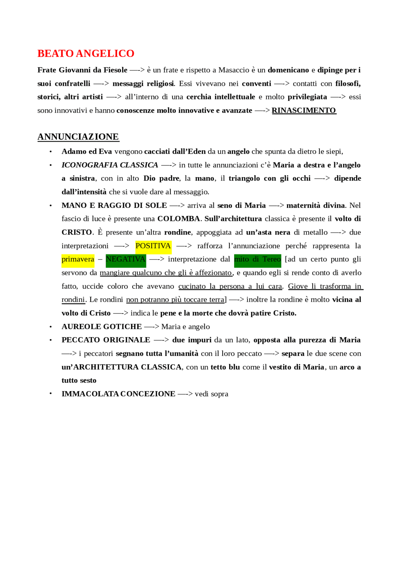 Beato Angelico Vita E Opere Docsity