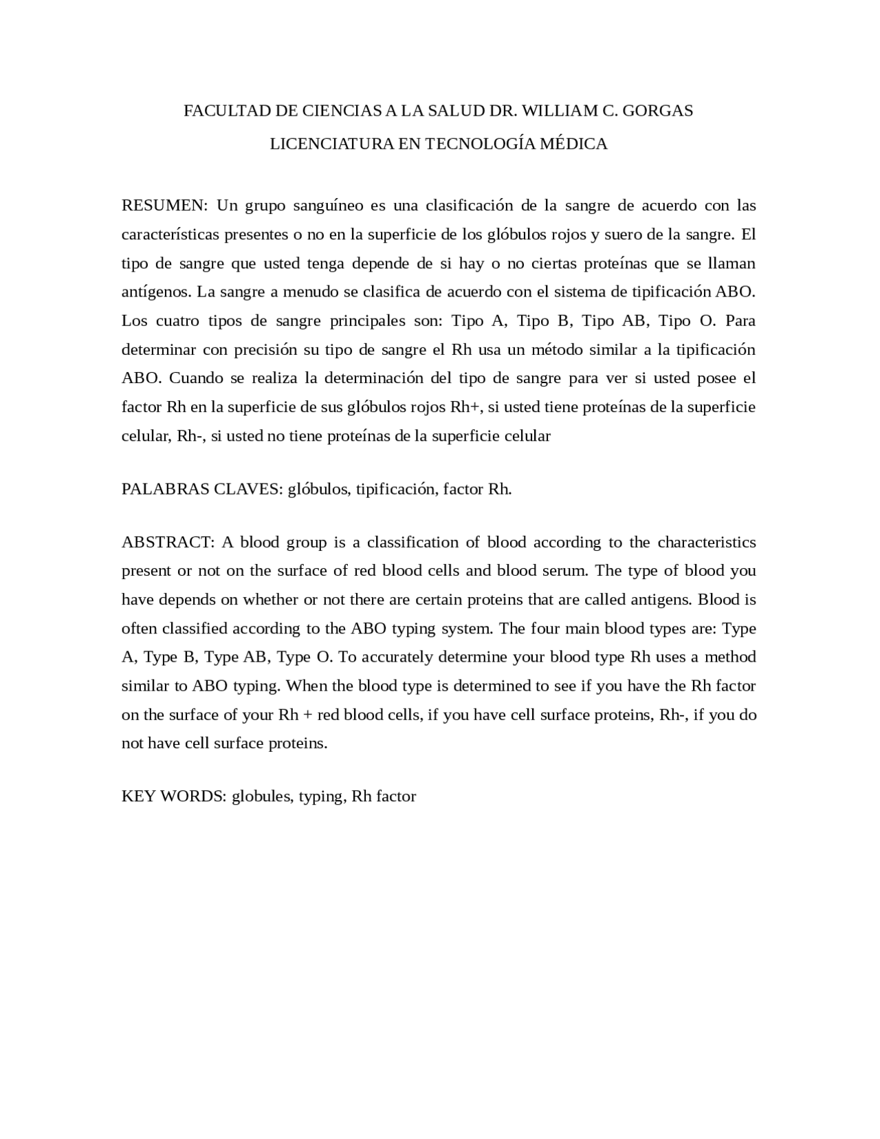 Tipaje Sanguíneo Química General - Docsity