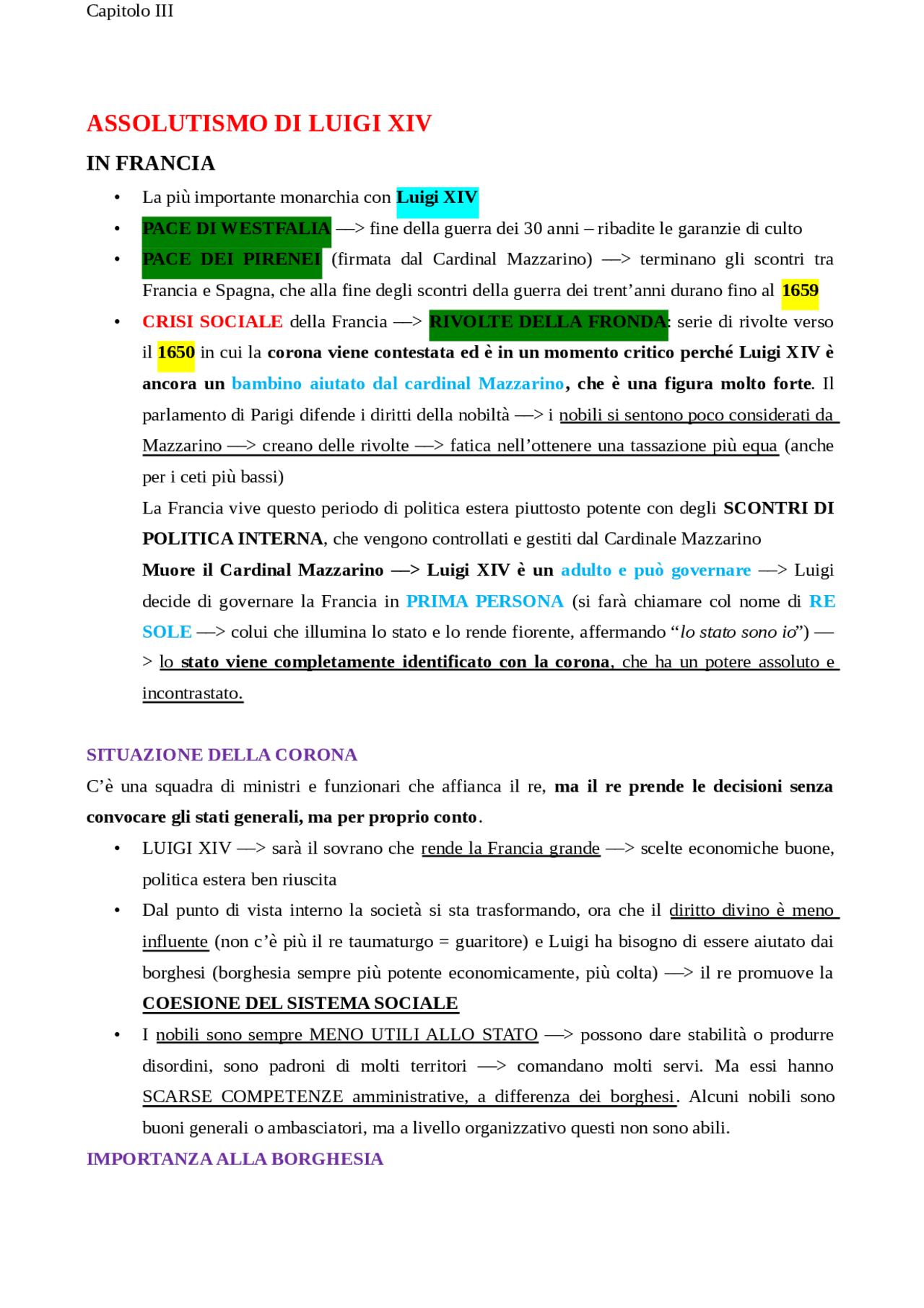 Assolutismo Di Luigi Xiv Di Francia Docsity
