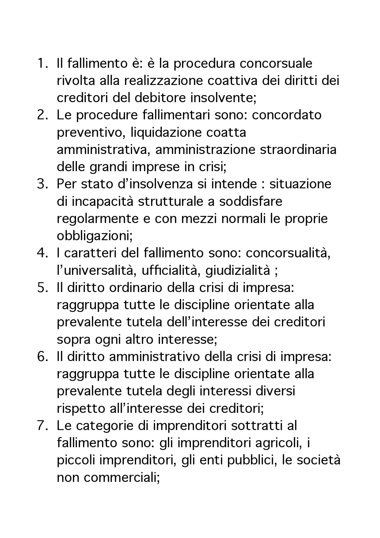 Test Di Diritto Fallimentare Unipegaso Docsity