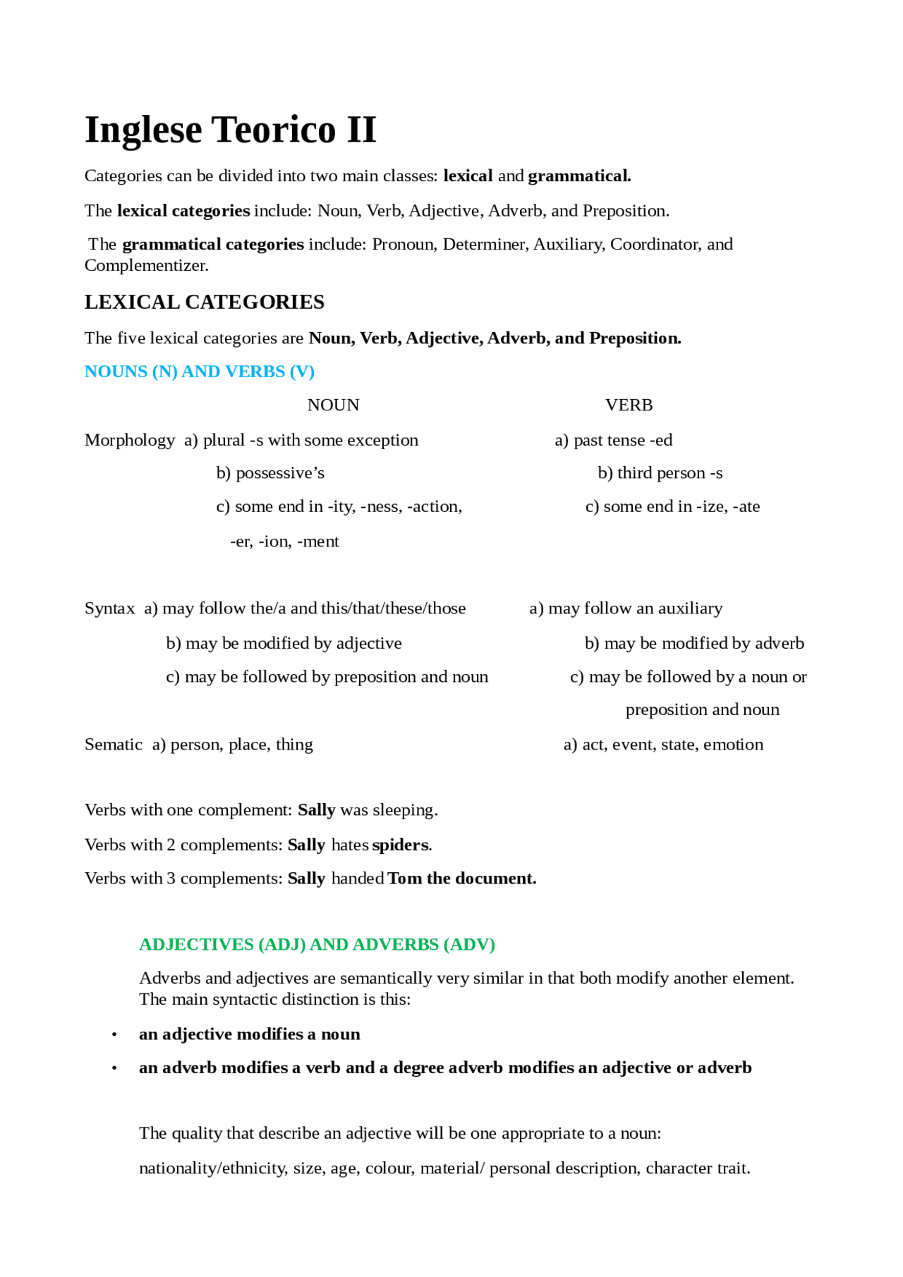 Inglese Modulo Teorico Ii Docsity