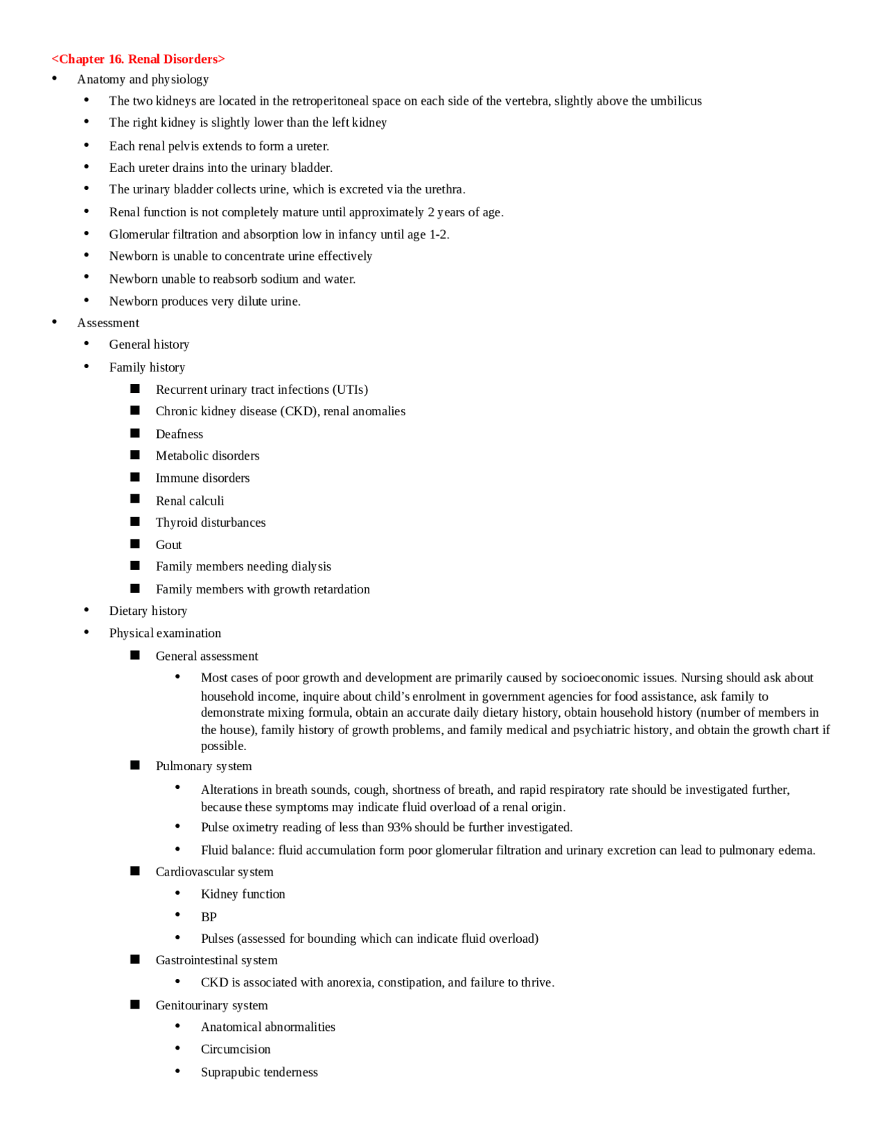 Pediatric study guide - Docsity