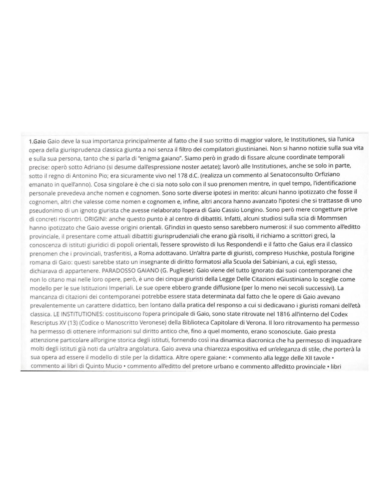 Riassunto Gaio Prof Filippo Briguglio Docsity