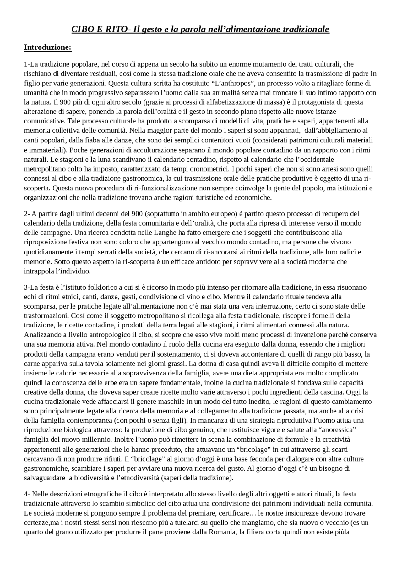 Cibo E Rito Piercarlo Grimaldi Docsity