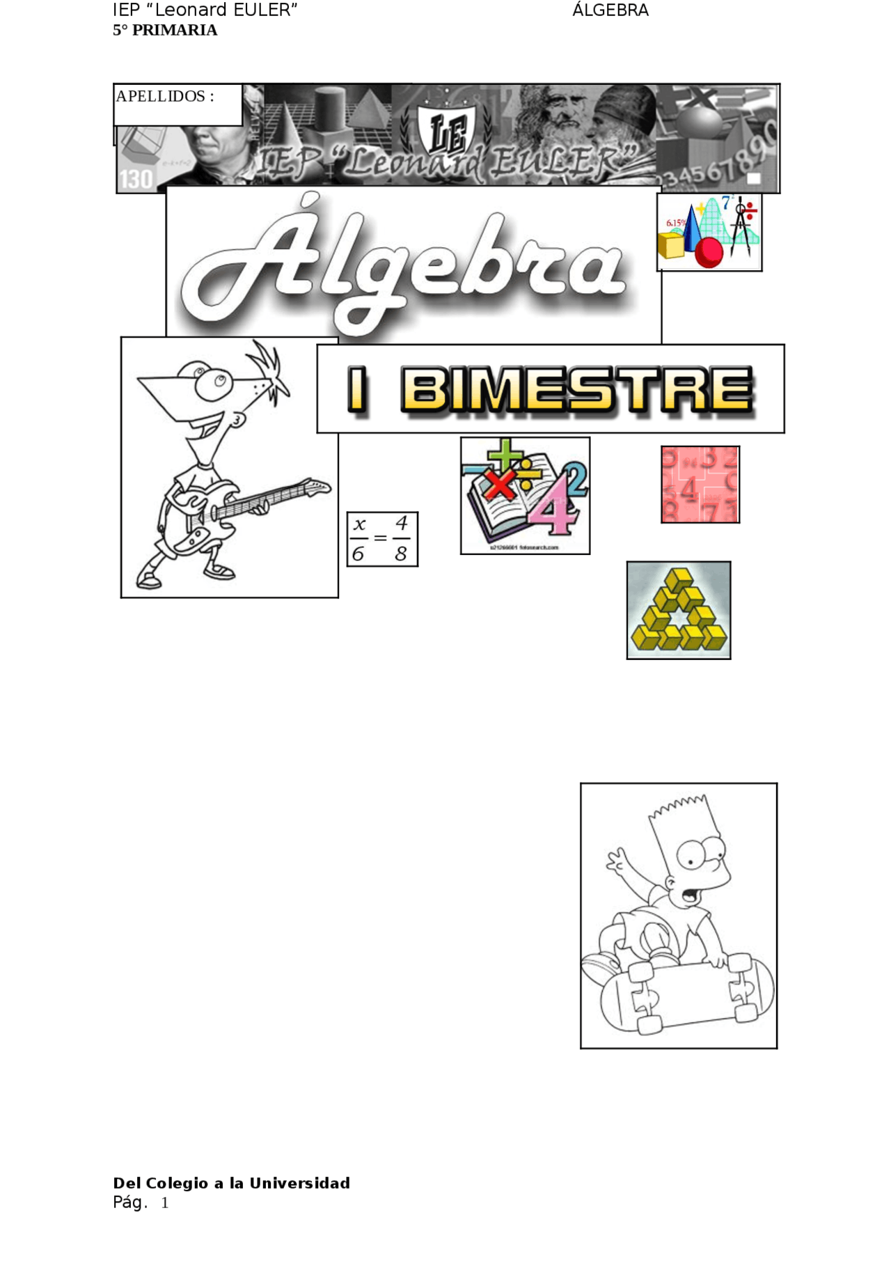 ÁLGEBRA PARA NIÑOS DEL 5TO GRADO DE PRIMARIA - Docsity