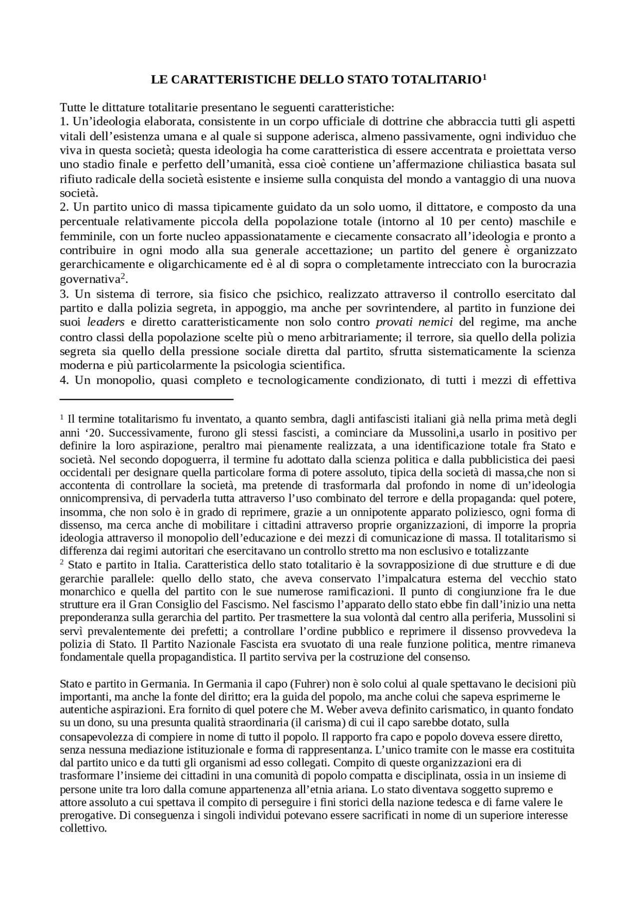 Lo Stato Totalitario Schemi Docsity