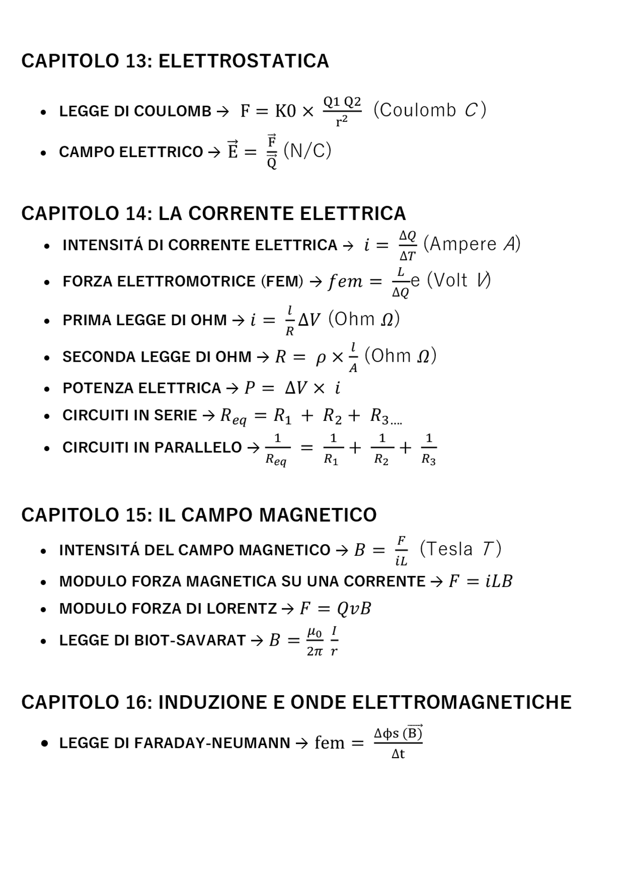 Parte Pratica E Formule Di Fisica Schemi E Mappe Concettuali Di