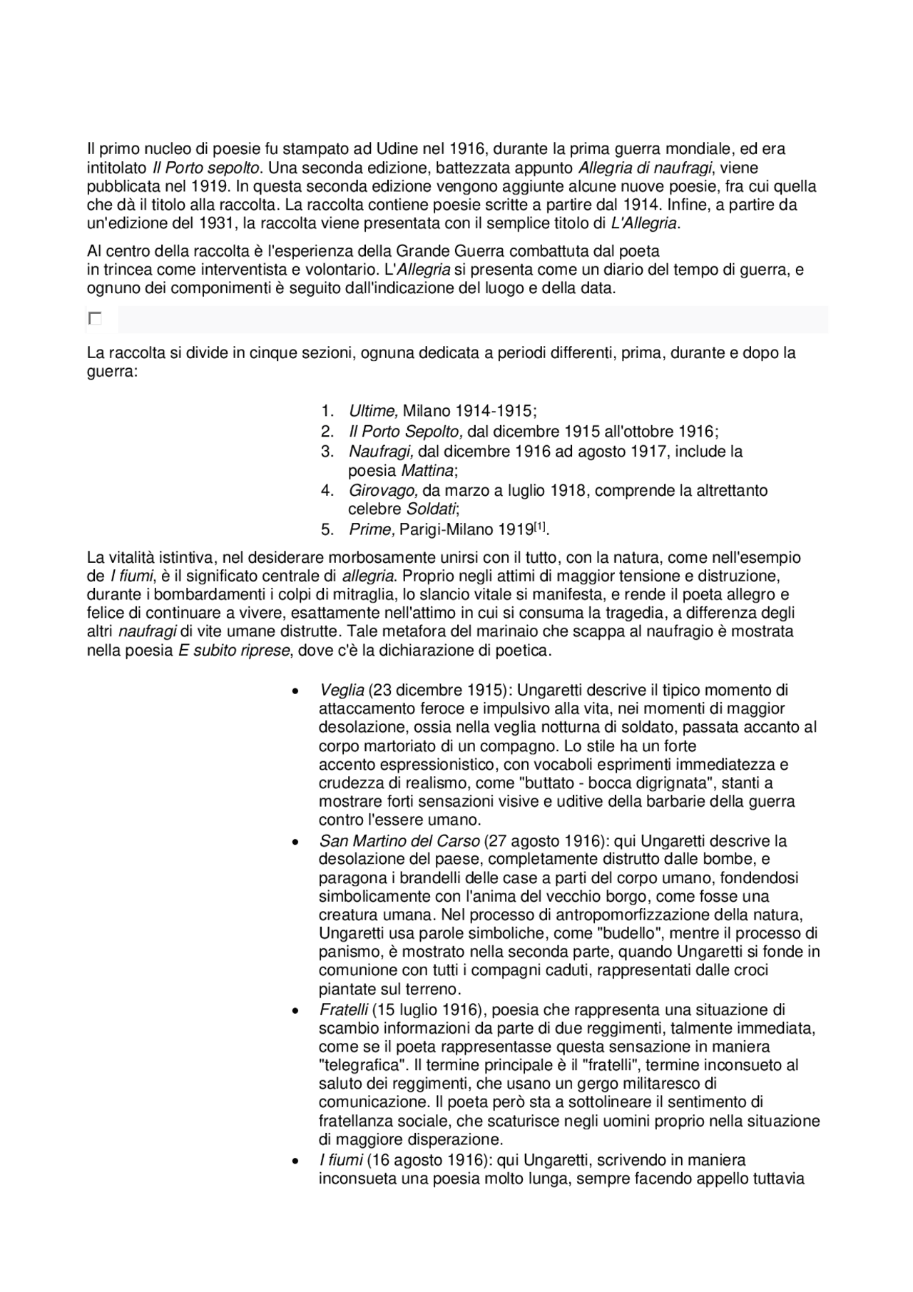 Allegria Di Naufragi Ungaretti Docsity