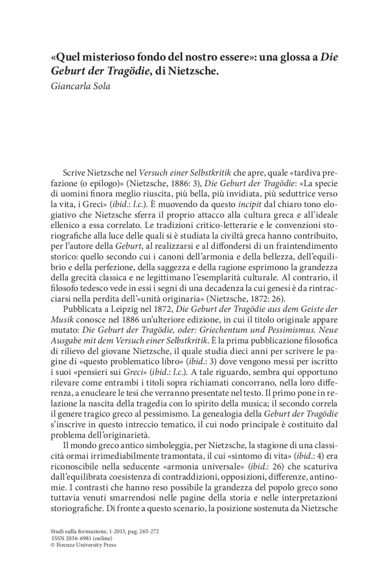 Nascita Della Tragedia Parte I Docsity