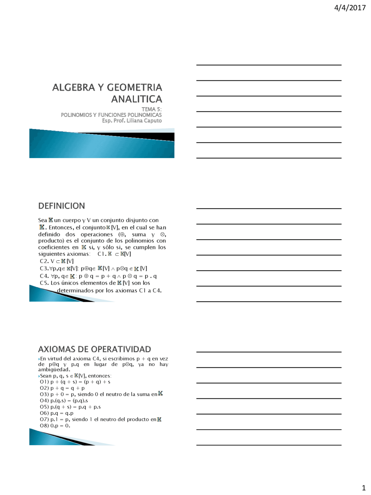Polinomios Desde El Algebra Diapositivas De Álgebra Docsity