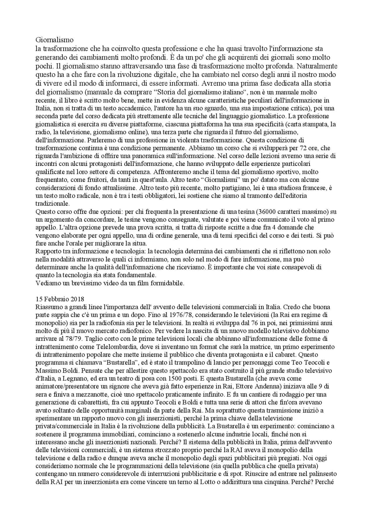 Teorie E Tecniche Del Linguaggio Giornalistico Iulm Docsity