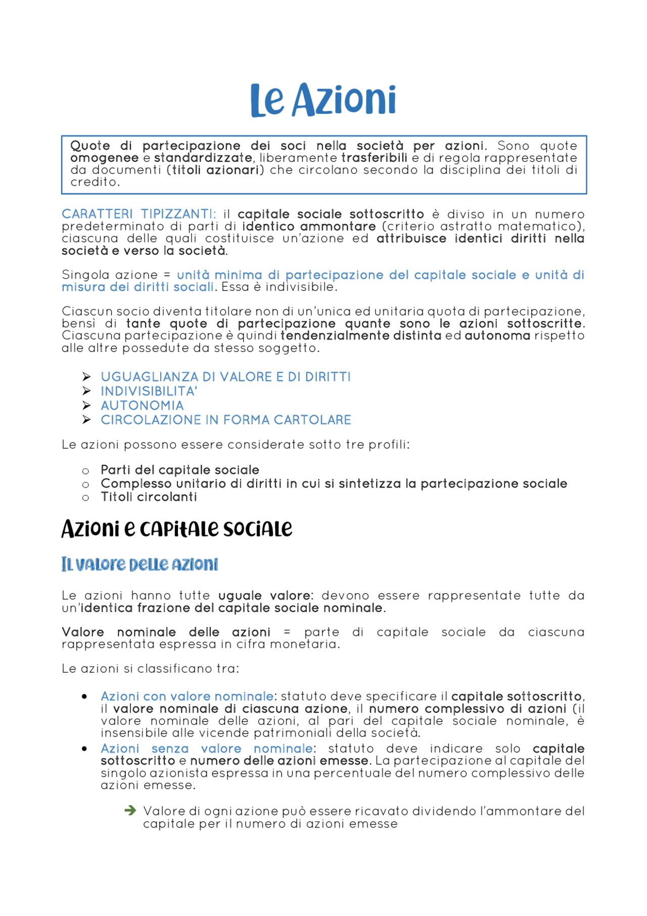 Le Azioni Le Società Per Azioni Campobasso Docsity