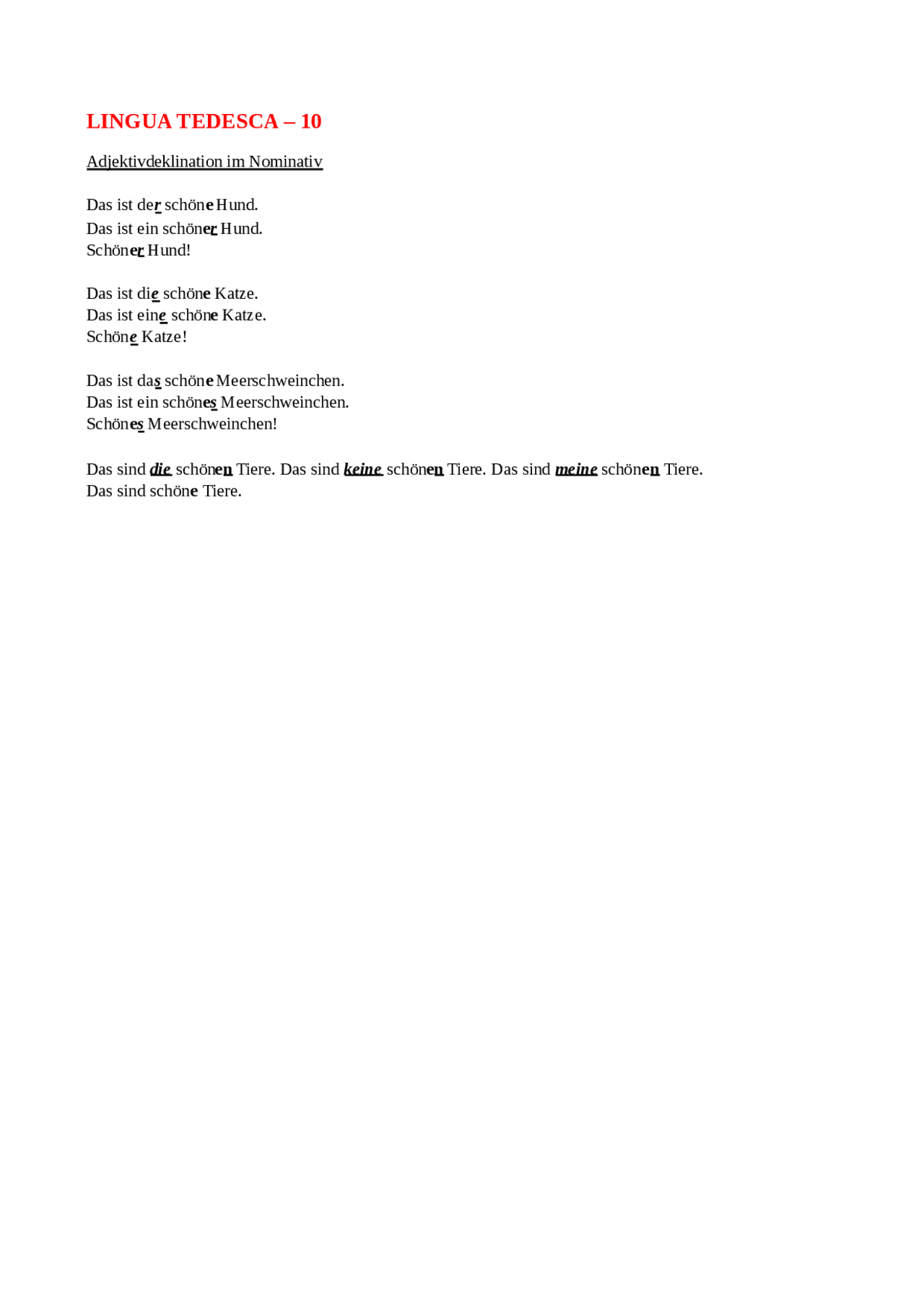 GRAMMATICA TEDESCA - Livello base - 10 - Docsity